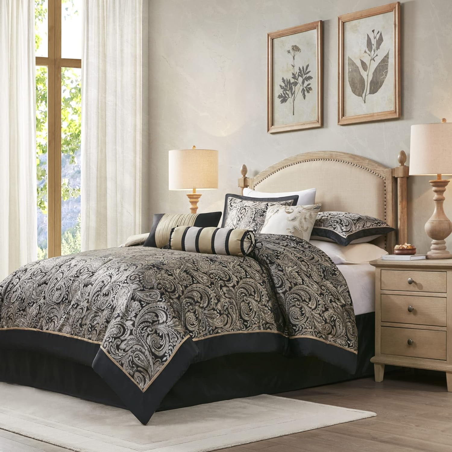 Madison Park Comforter Set, Faux Silk Jacquard Paisley Design - All ...