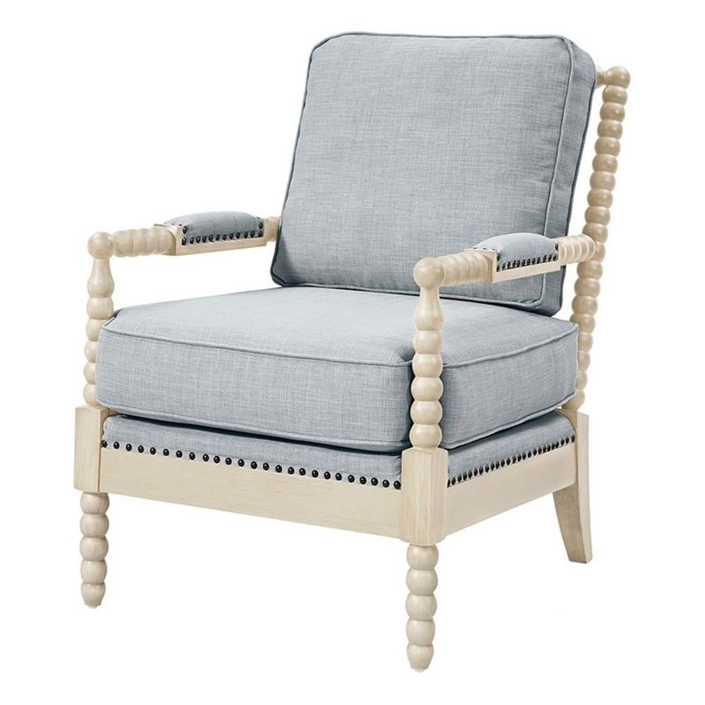 Madison Park Donohue Traditional Fabric/Wood Accent Arm Chair in Blue ...