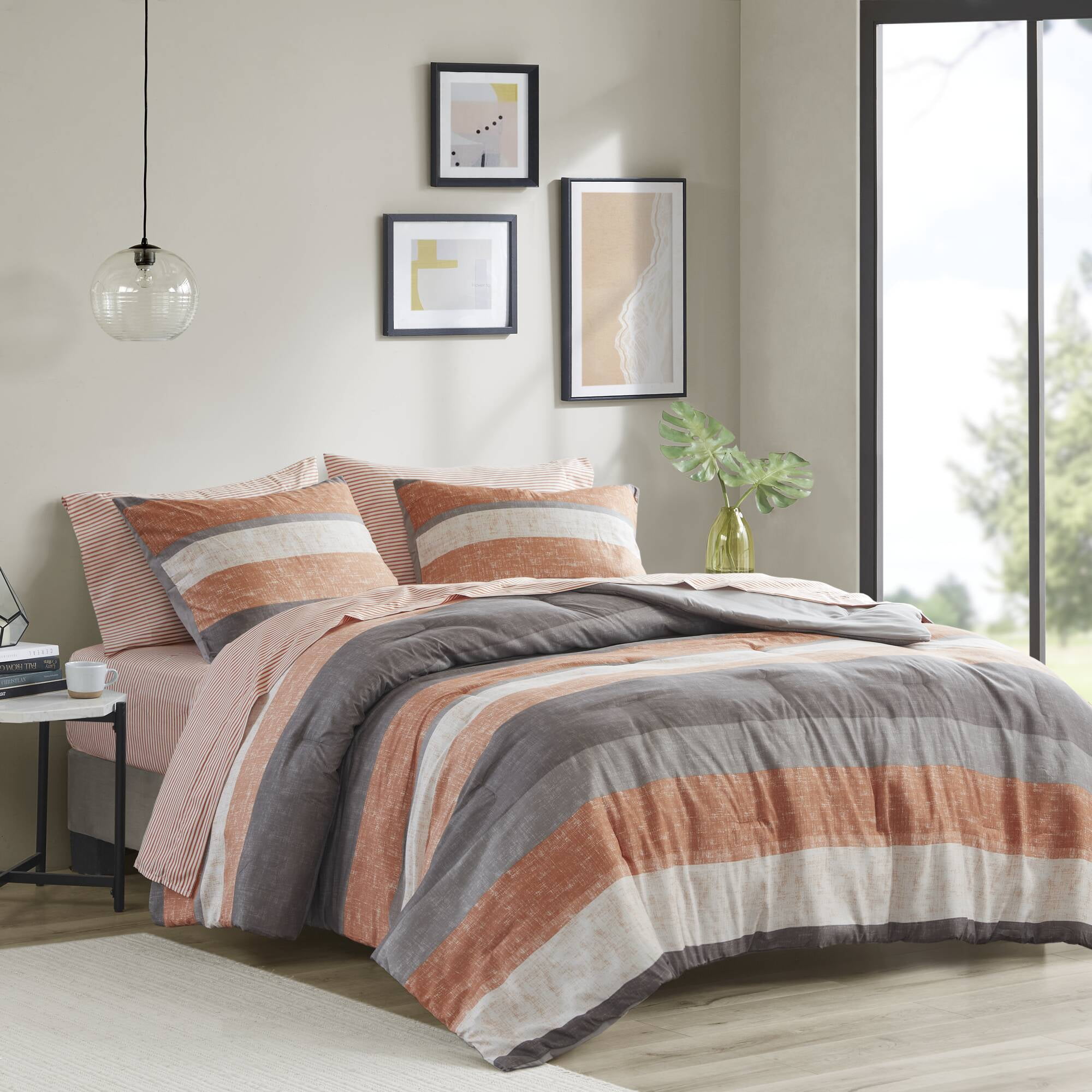 Madison Park Essentials Jaxon Twin Stripe Comforter Set with Bed Sheets ...