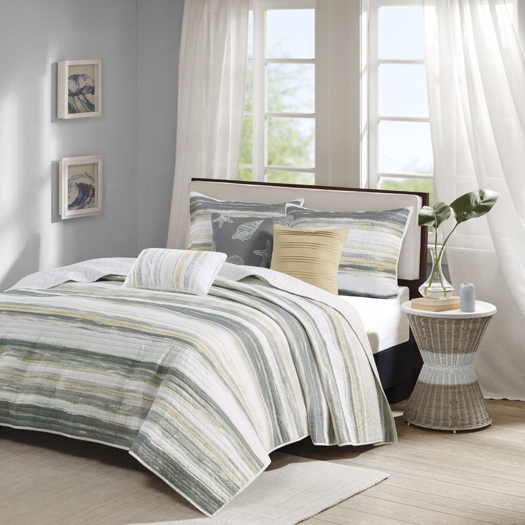 Madison Park Marina 6-Piece Coastal Quilted Microfiber Coverlet Set in ...