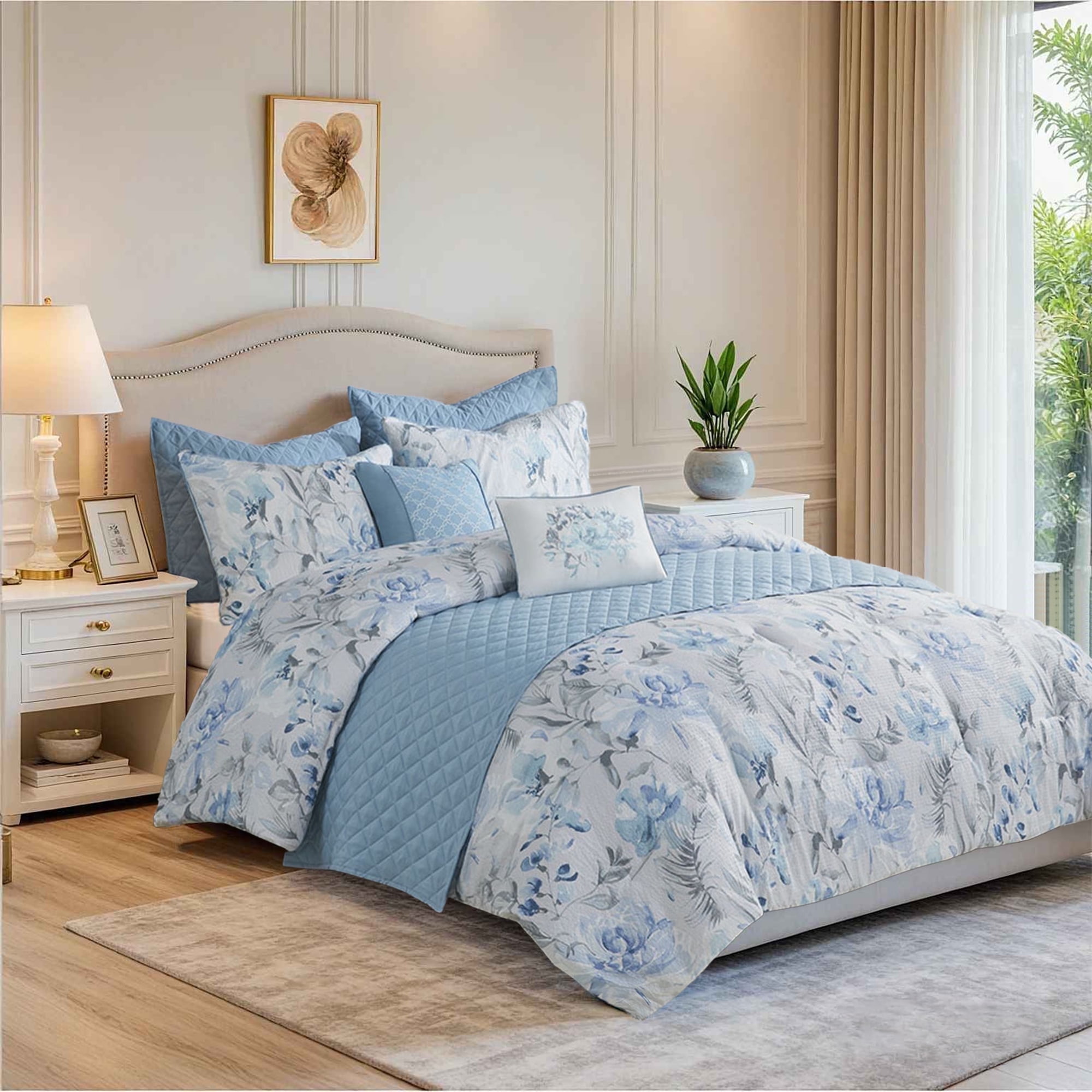 Madison Park 8-Piece Cal King Comforter & Quilt Set with Decor Pillows ...