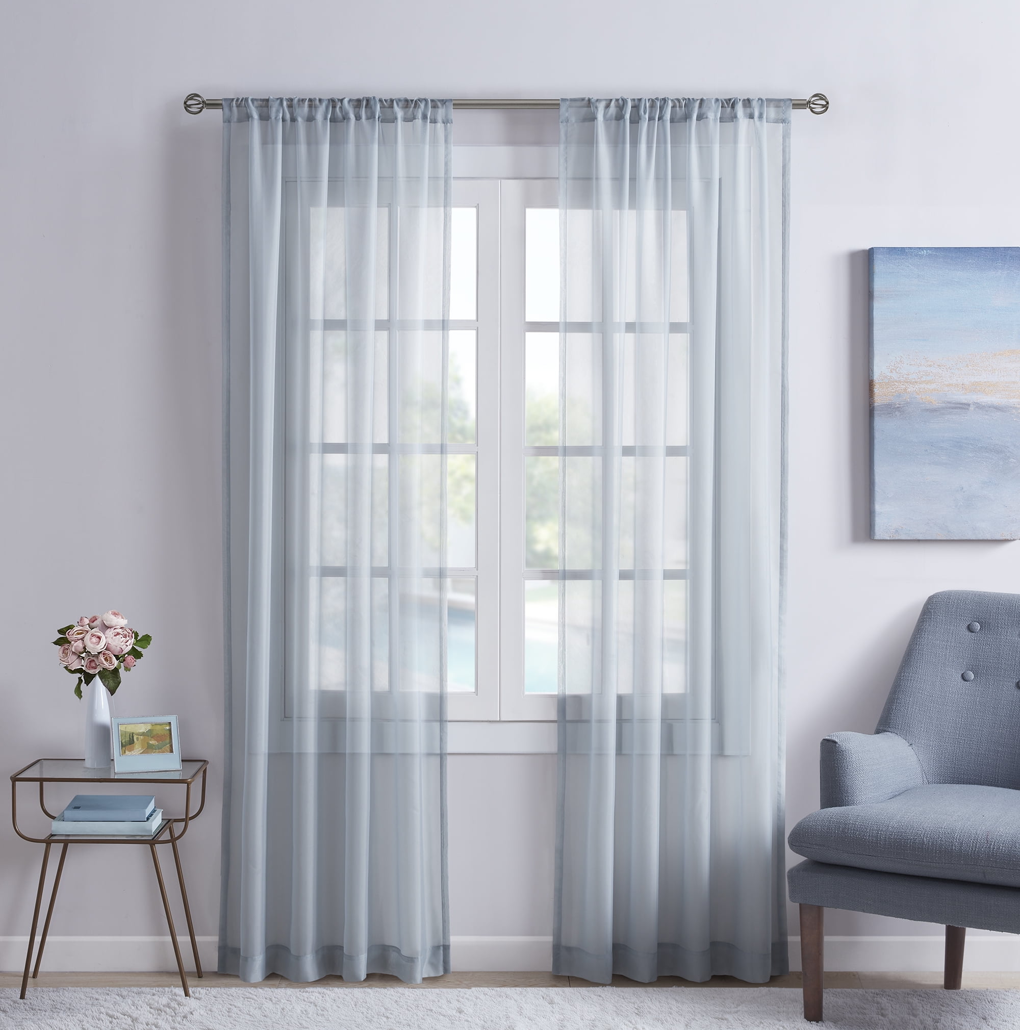 Madison Park Solid Voile Single Sheer Window Panel 50x95 Silver ...