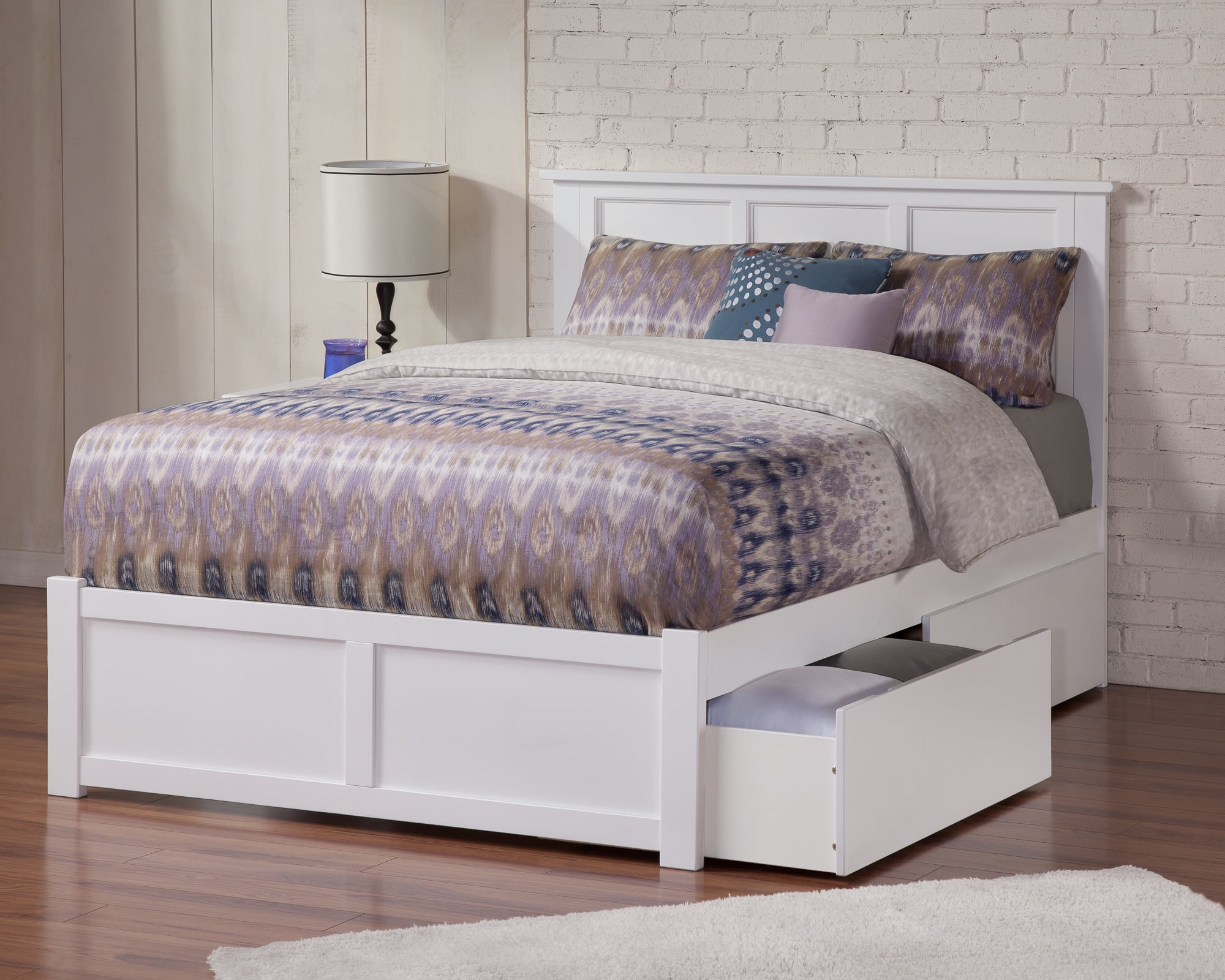 Madison Platform Bed with Flat Panel Foot Board and 2 Urban Bed Drawers ...