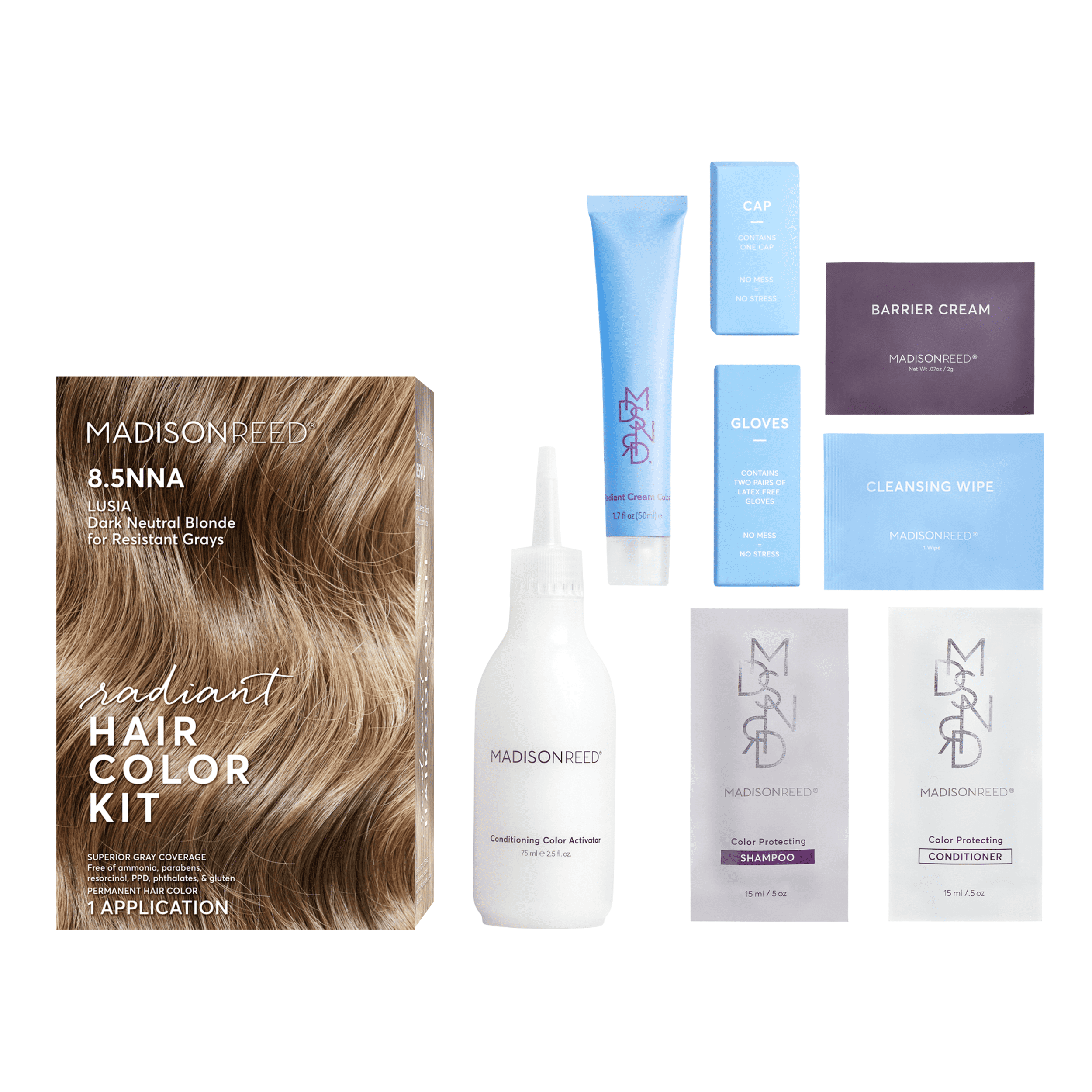 Madison Reed Radiant Permanent Hair Color Kit, Lusia (8.5NNA), Dark ...