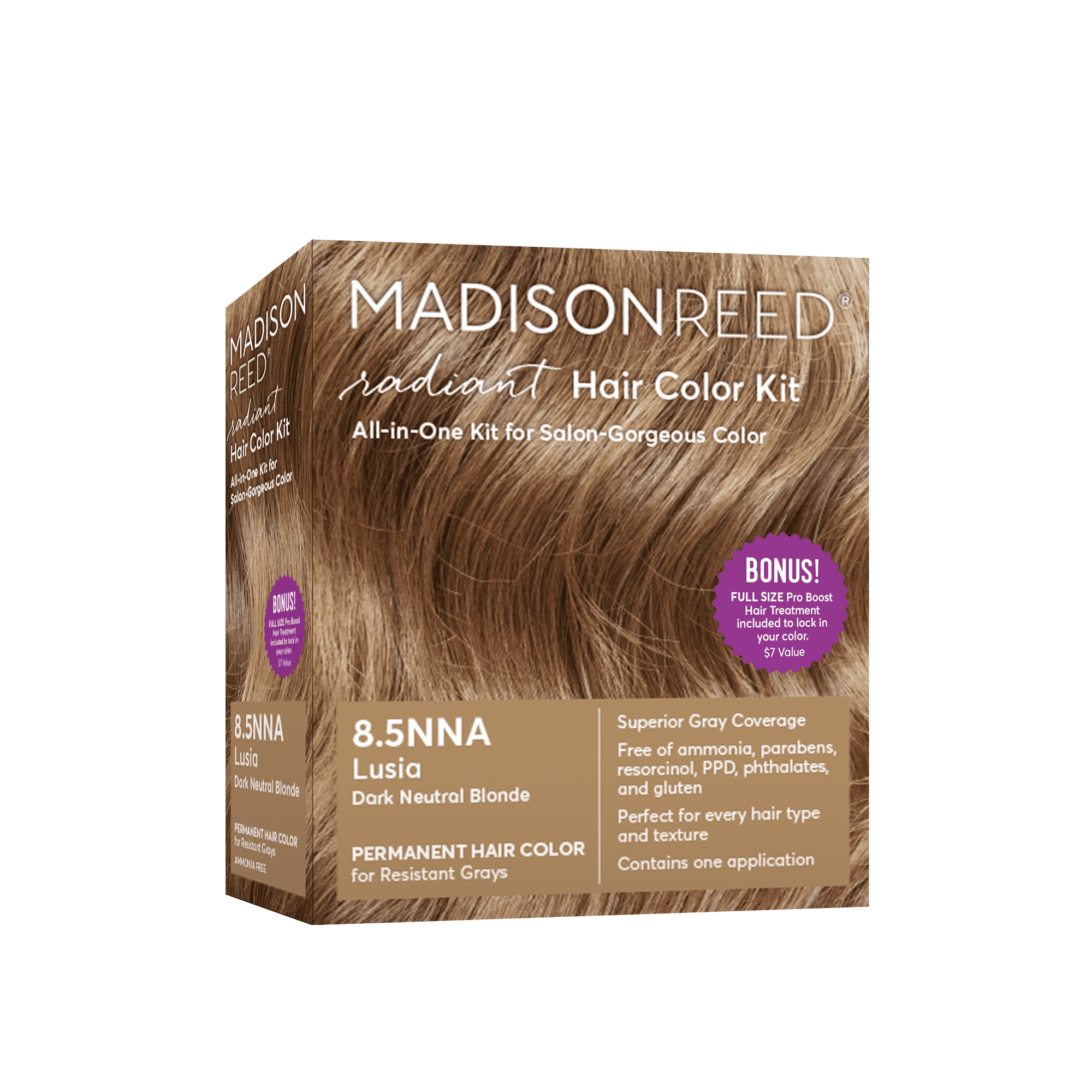 Madison Reed Radiant Permanent Hair Color Kit, Lusia (8.5NNA), Dark ...