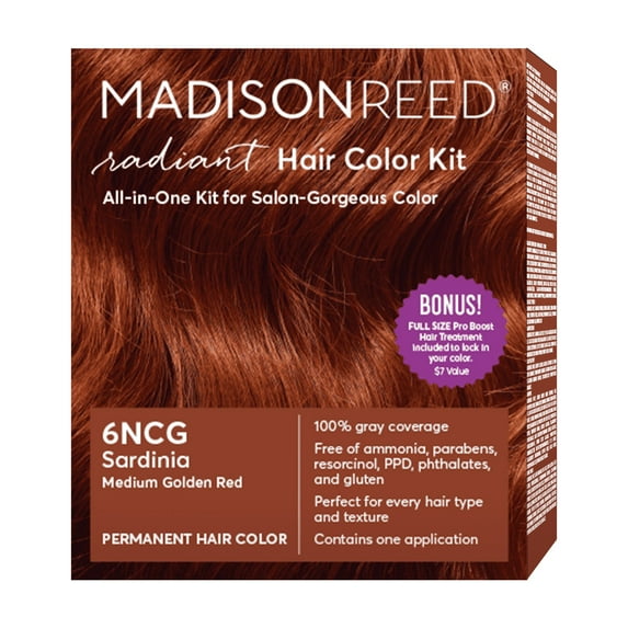 Madison Reed Radiant Permanent Hair Color Kit, Sardinia Red (6NCG ...