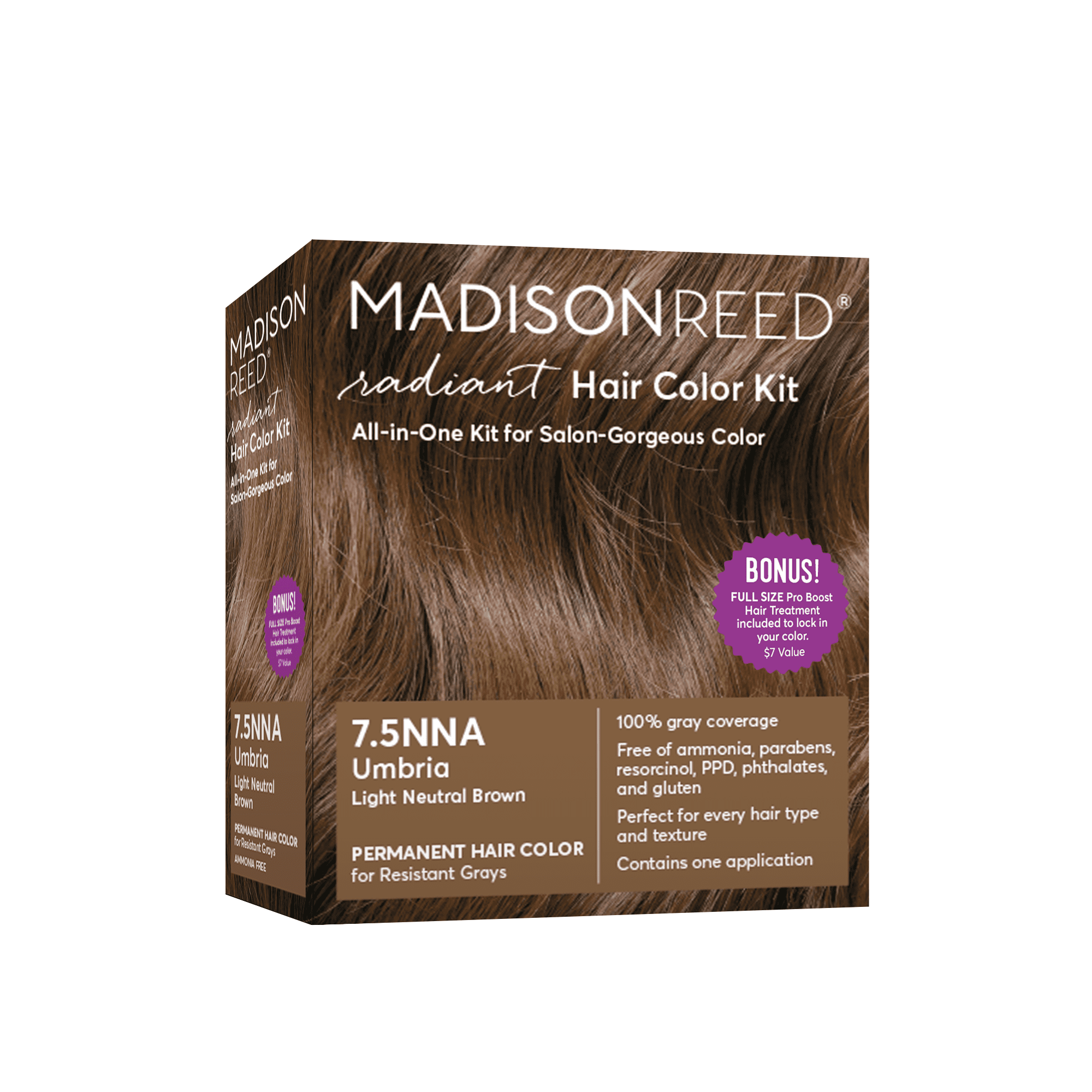 Madison Reed Radiant Permanent Hair Color Kit, Umbria (7.5NNA), Light ...