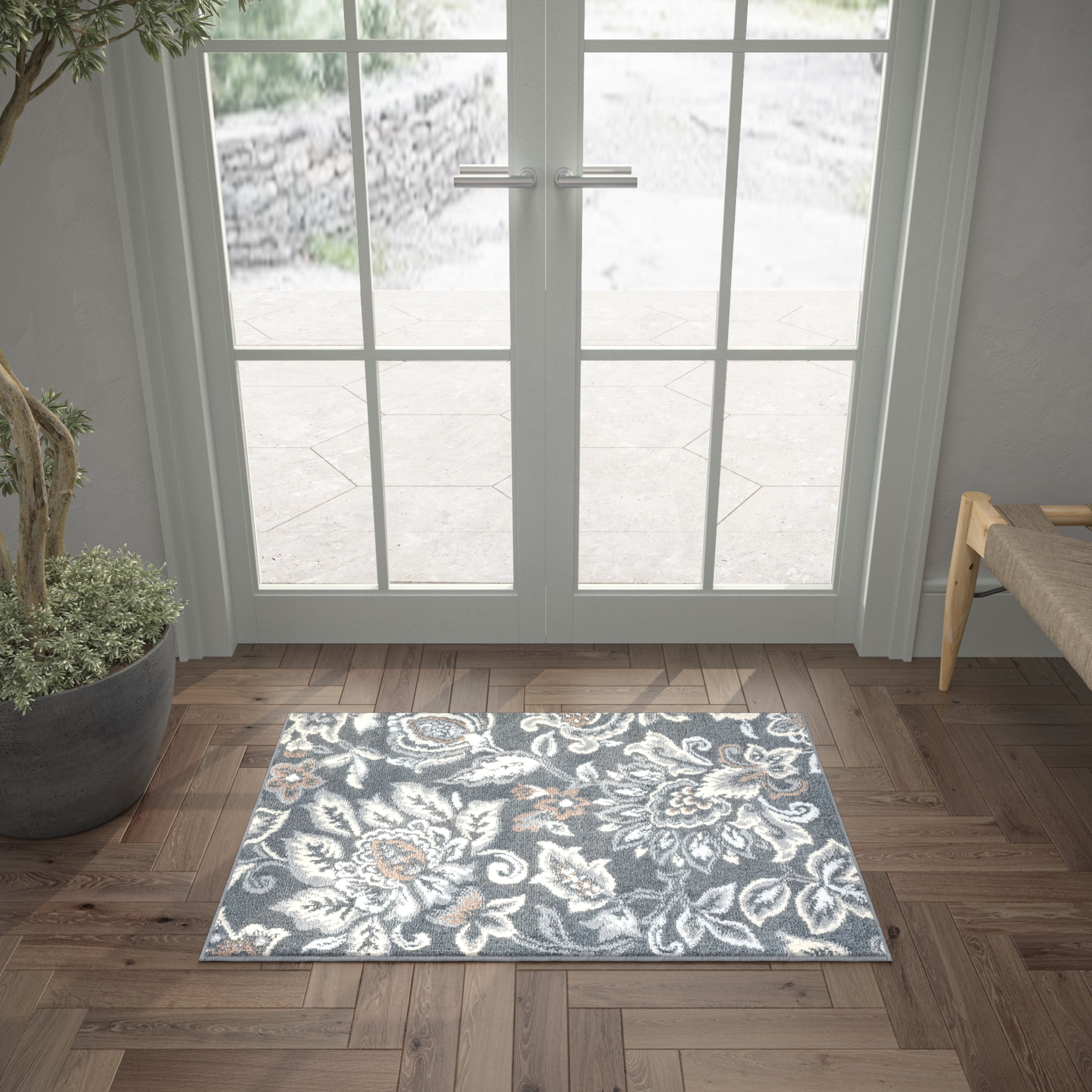 Madison Traditional 2 x 3 Gray Indoor Area Rug - Stain Resistant ...