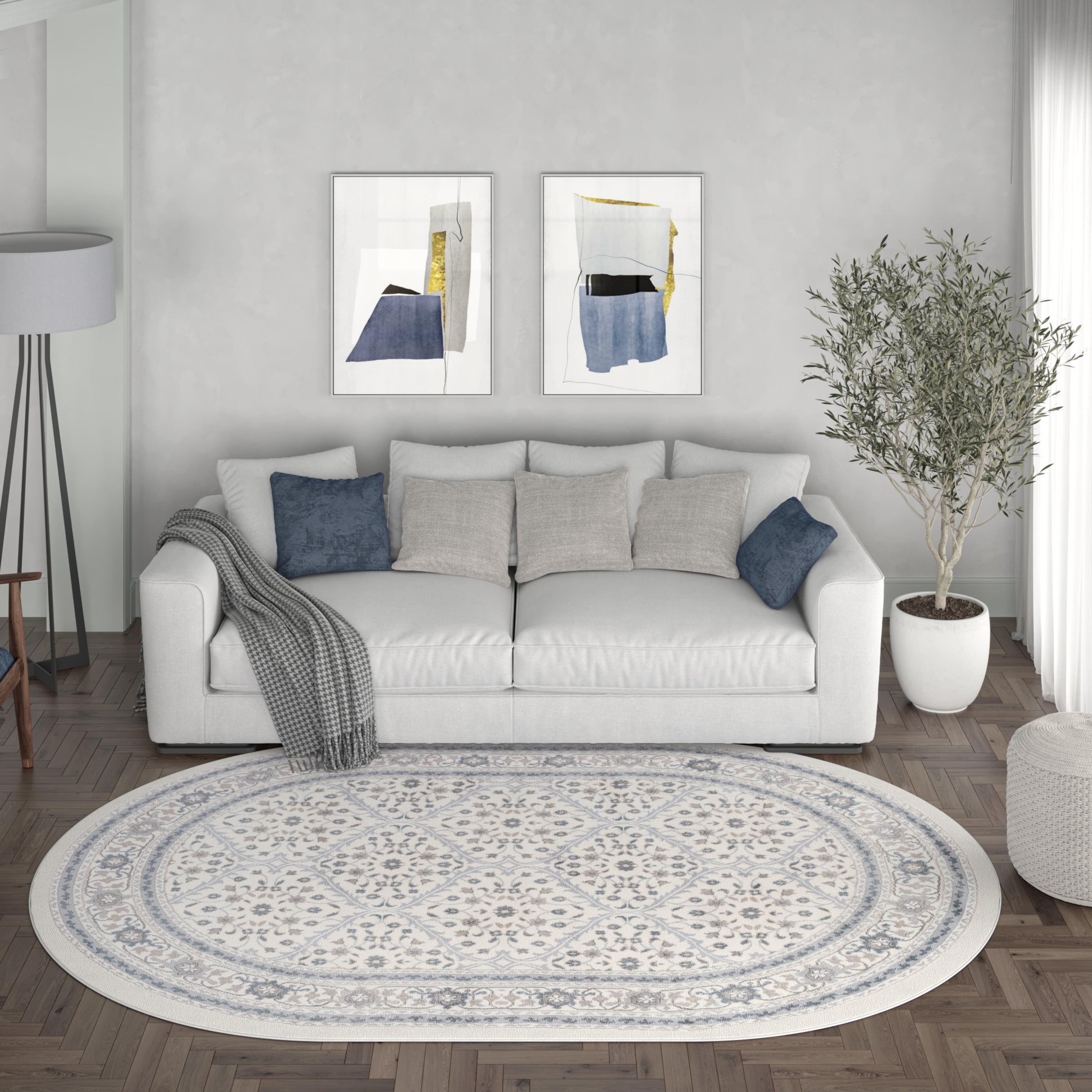 Madison Oval Area Rug - Cream & Gray - 5 x 7 Oval - Walmart.com
