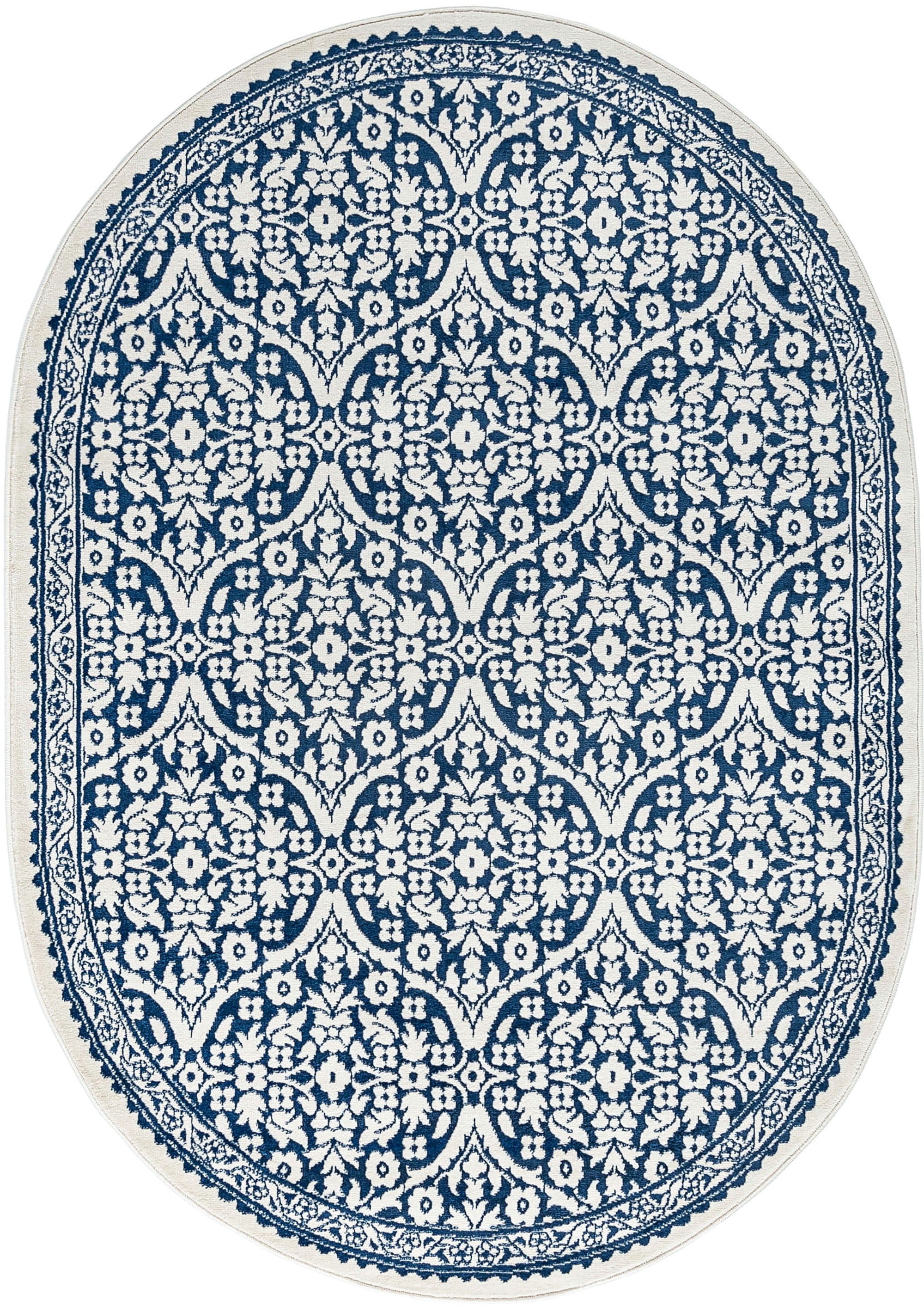 Madison Traditional Oval Area Rug - Dark Blue - 5 x 7 Oval - Walmart.com