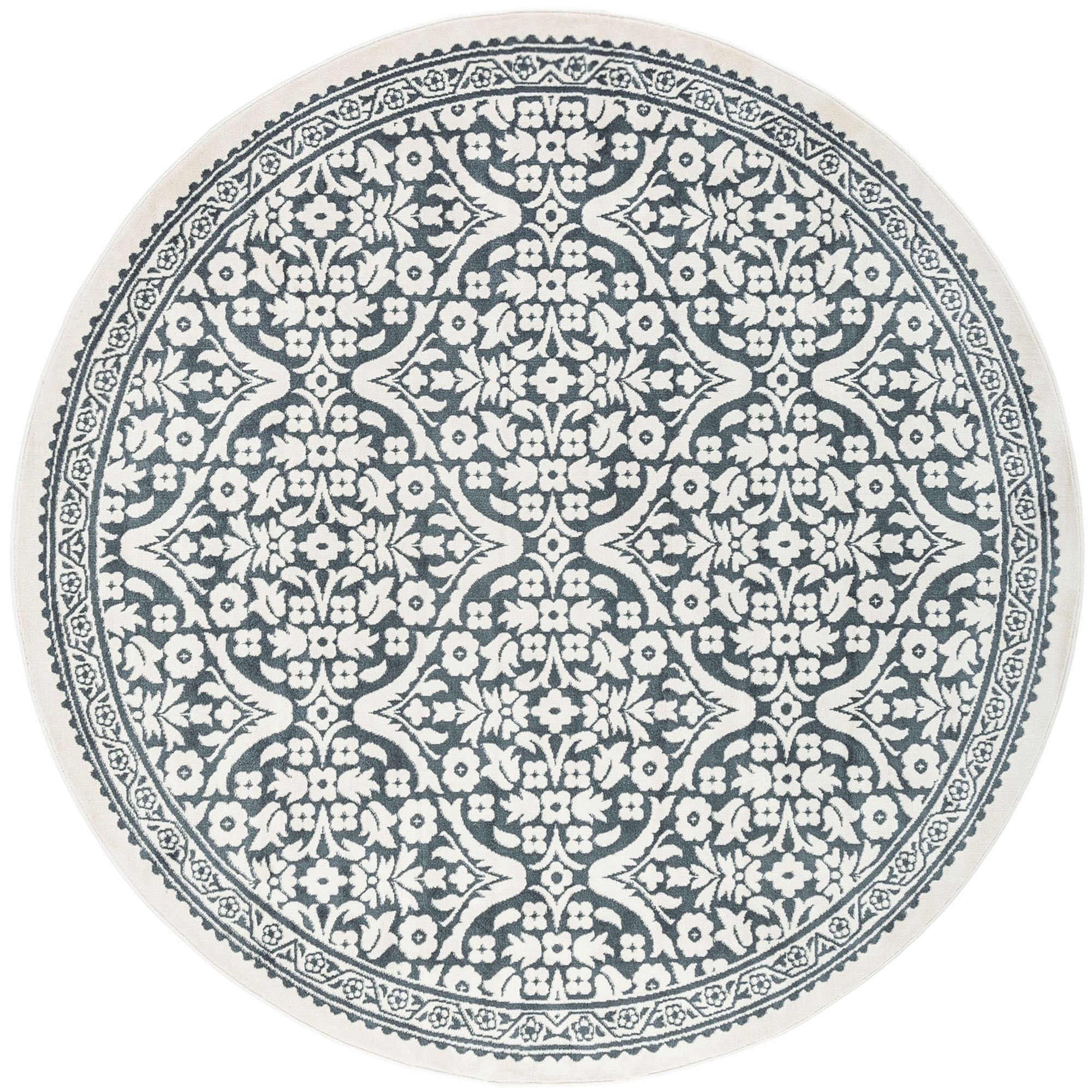 Madison Traditional 8' Round Gray Polypropylene Indoor Area Rug ...