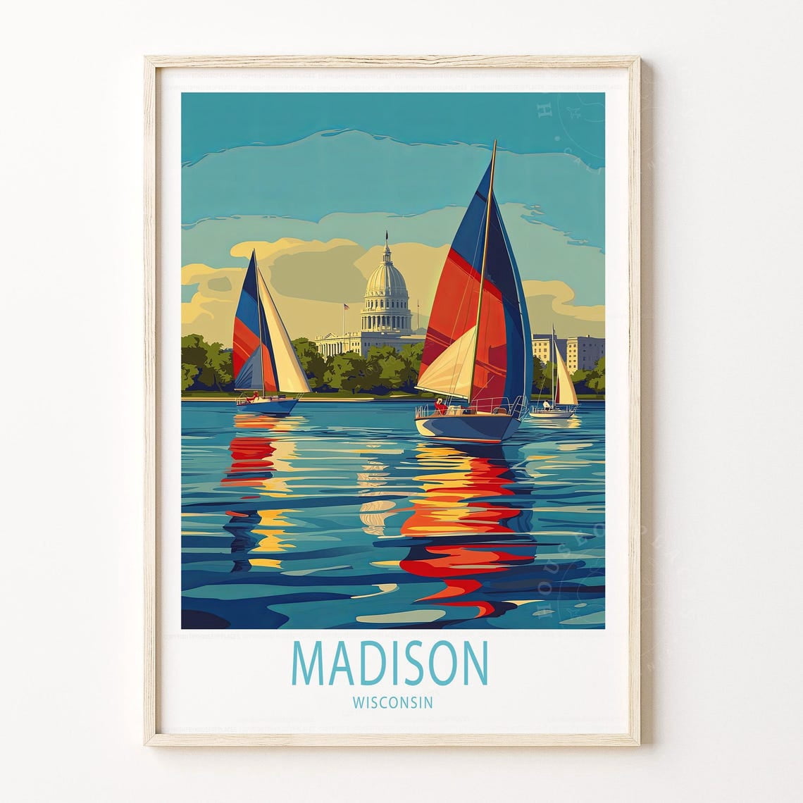 Madison Wisconsin Travel Poster, Wisconsin Wall Art Print, Madison ...