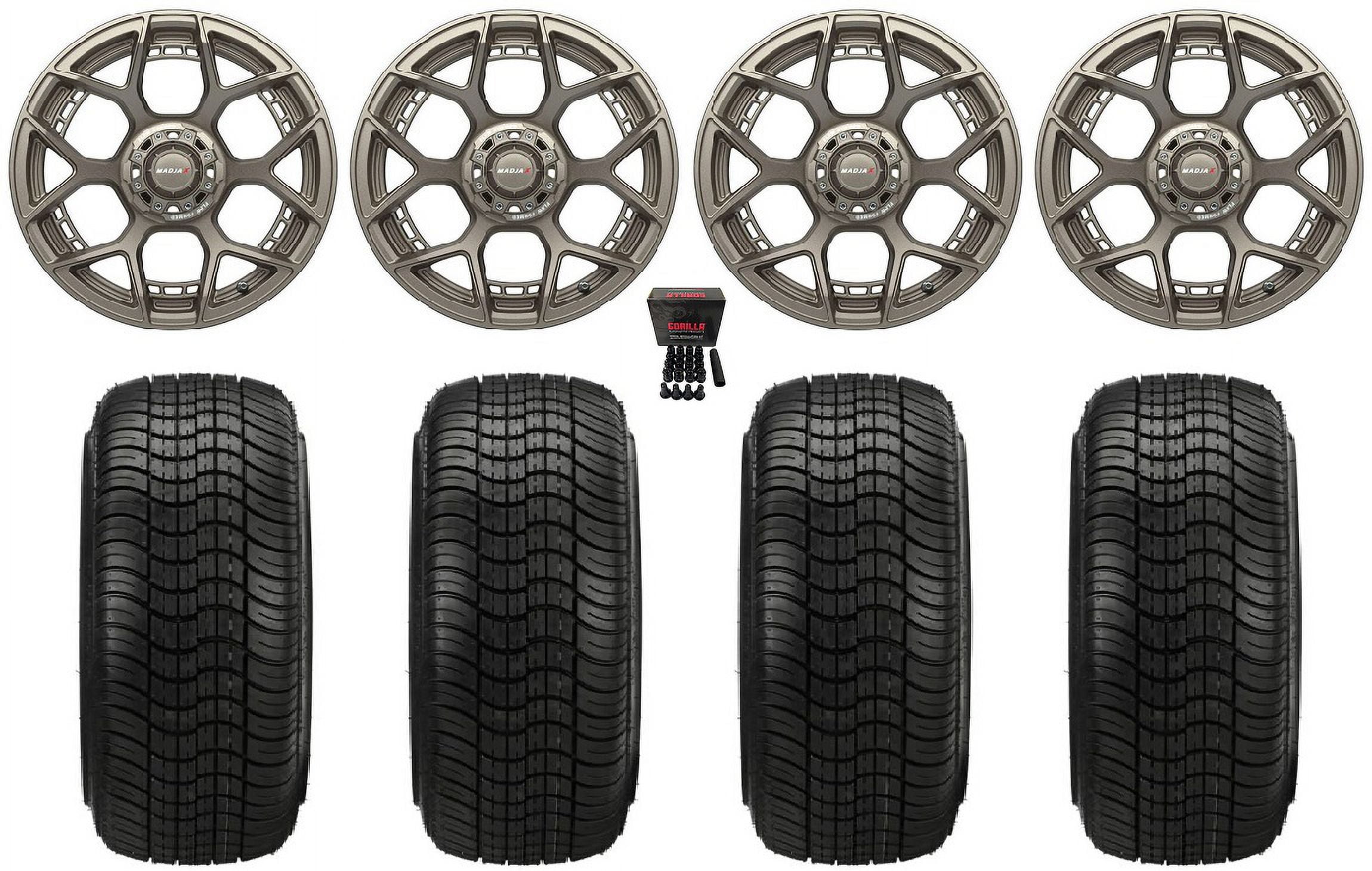 Madjax Evolution 15" Golf Wheels Bronze 205x35 Elite Tires E-Z-GO ...