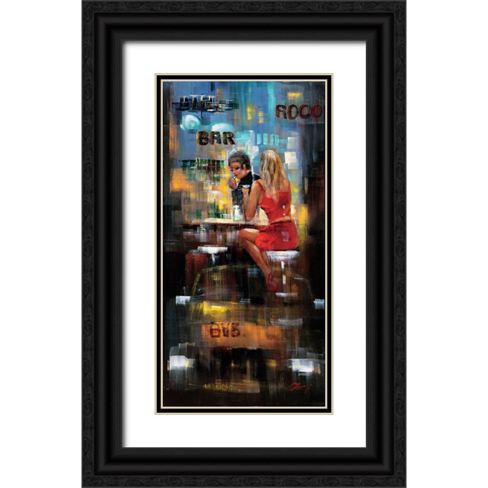 Madjid 9x14 Black Ornate Wood Framed with Double Matting Museum Art ...