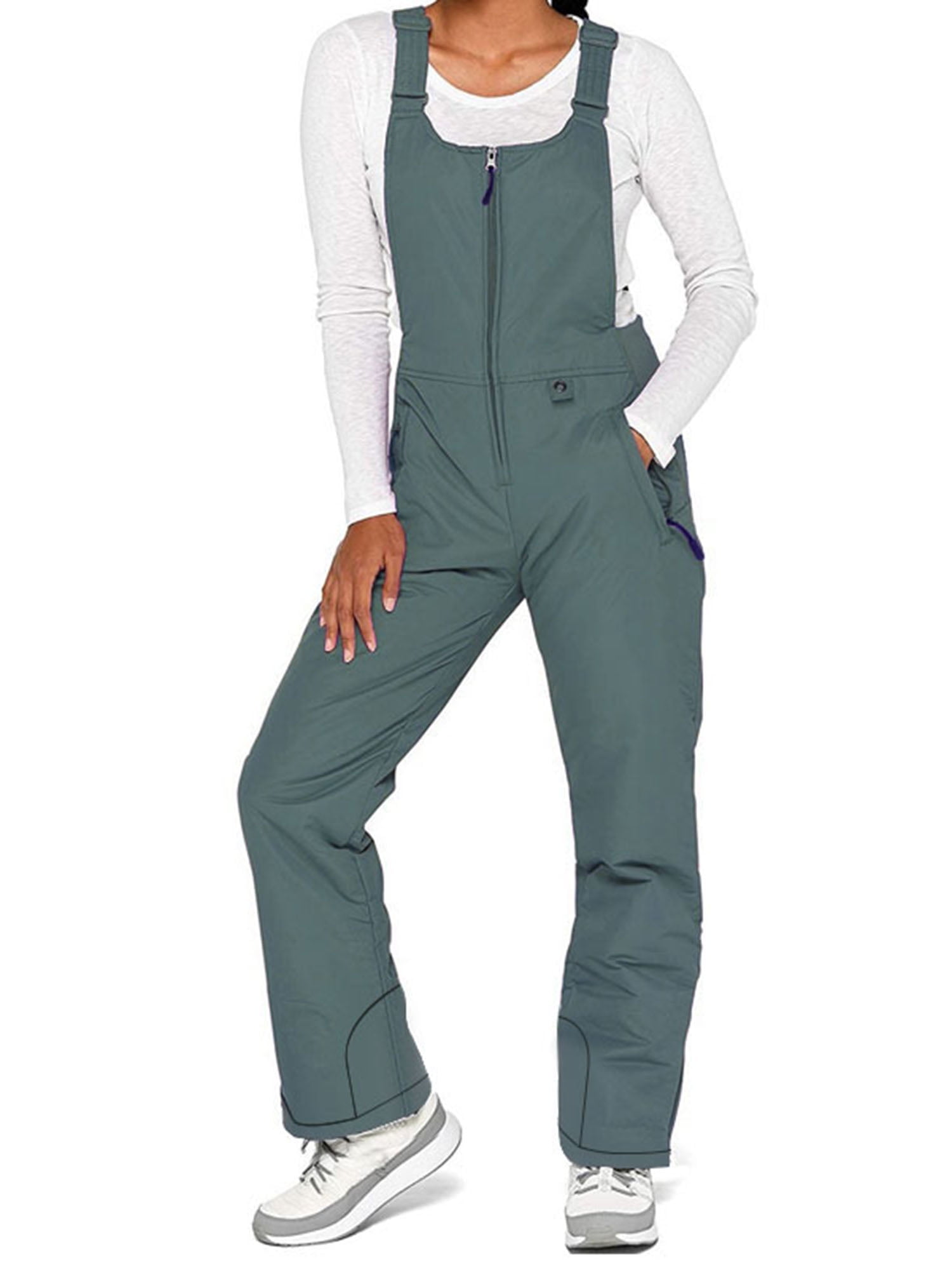 Madjtlqy Womens Waterproof Snow Bibs Insulated Bib Overalls Ski Pants ...