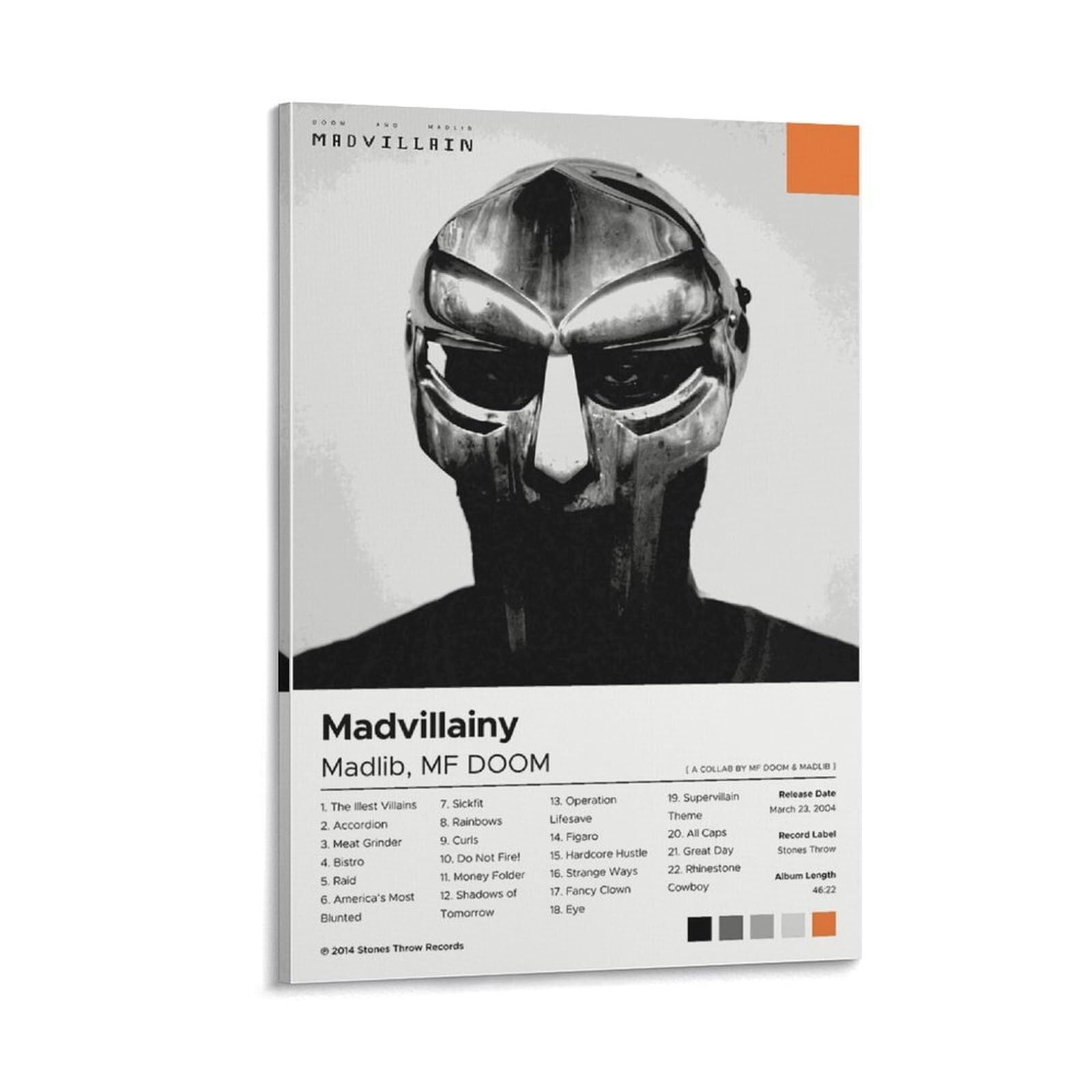 Madlib MF DOOM Madvillainy Album Cover Canvas Poster Print Music Posters for Room Aesthetic Gift ...