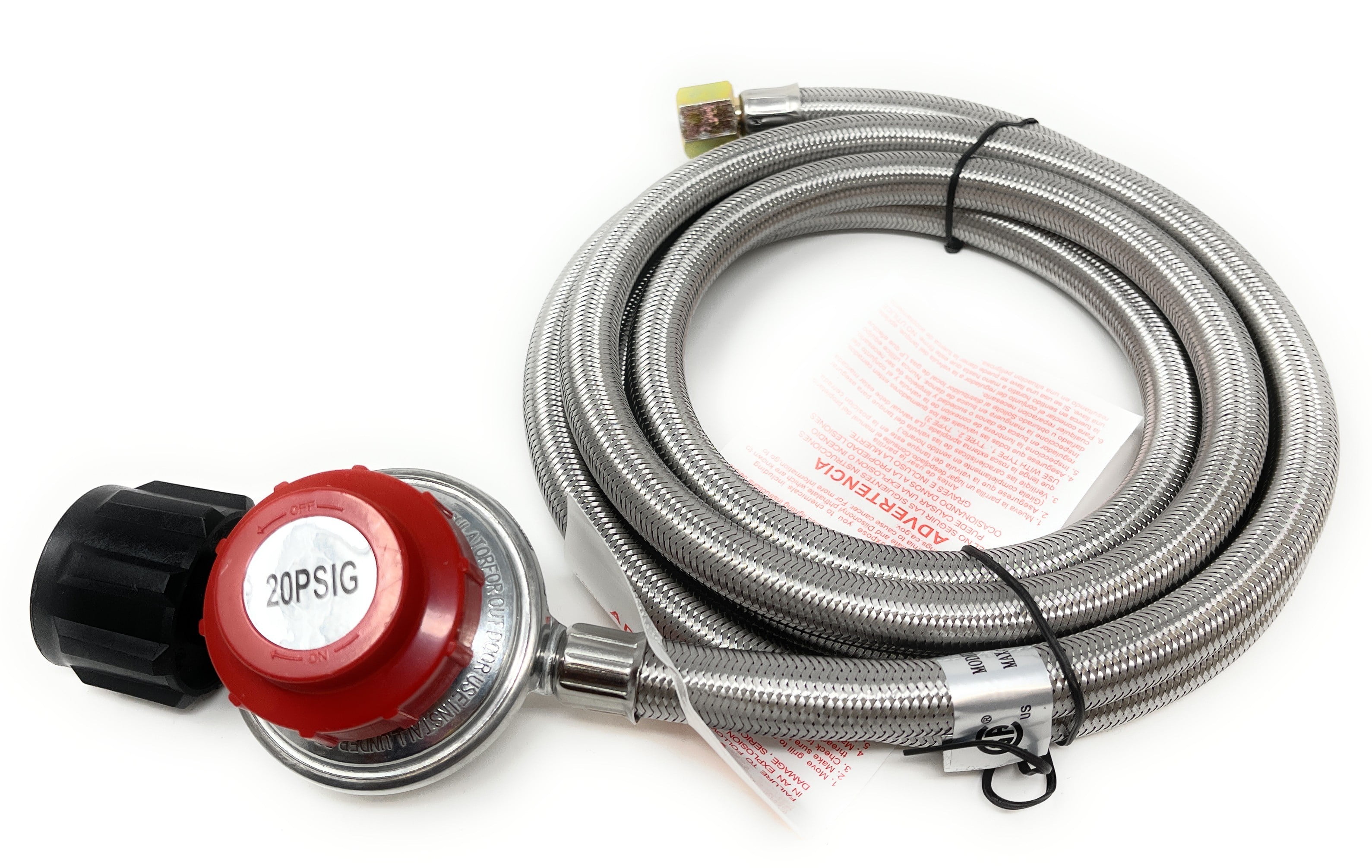 Madol 20 PSI Adjustable Propane Regulator with Stainless Steel Braided ...
