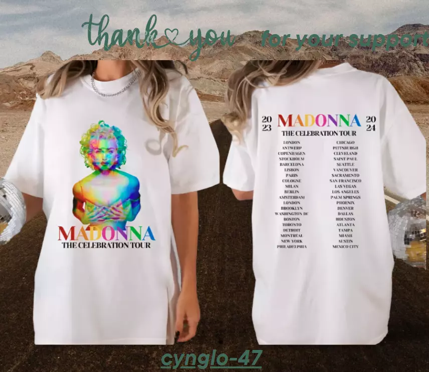 Madonna Tour 2024 Celebration T-shirt Music Gift Fans Fan Black All ...