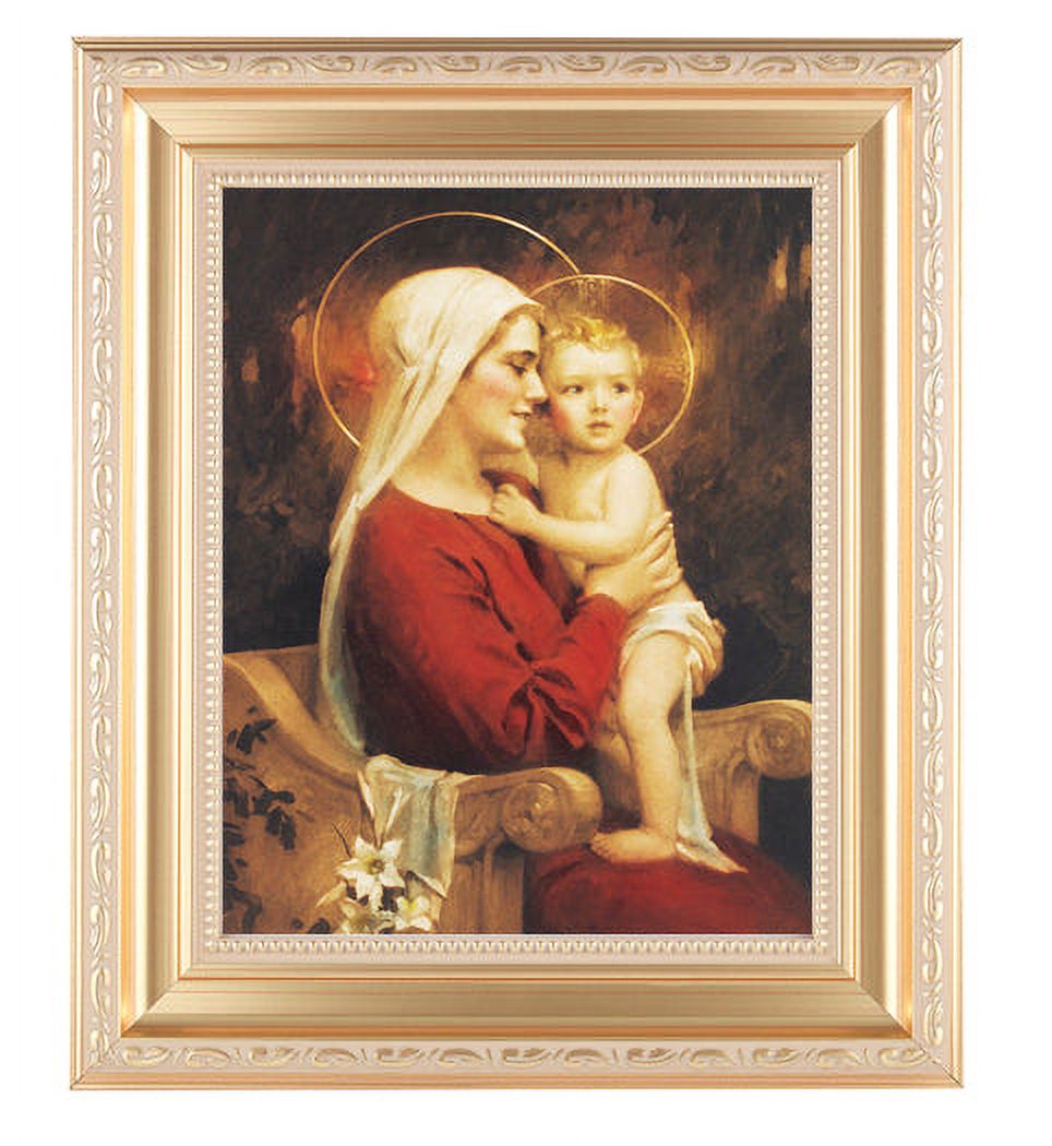 Madonna and Child Picture Framed Wall Art Decor Large, Satin Gold ...