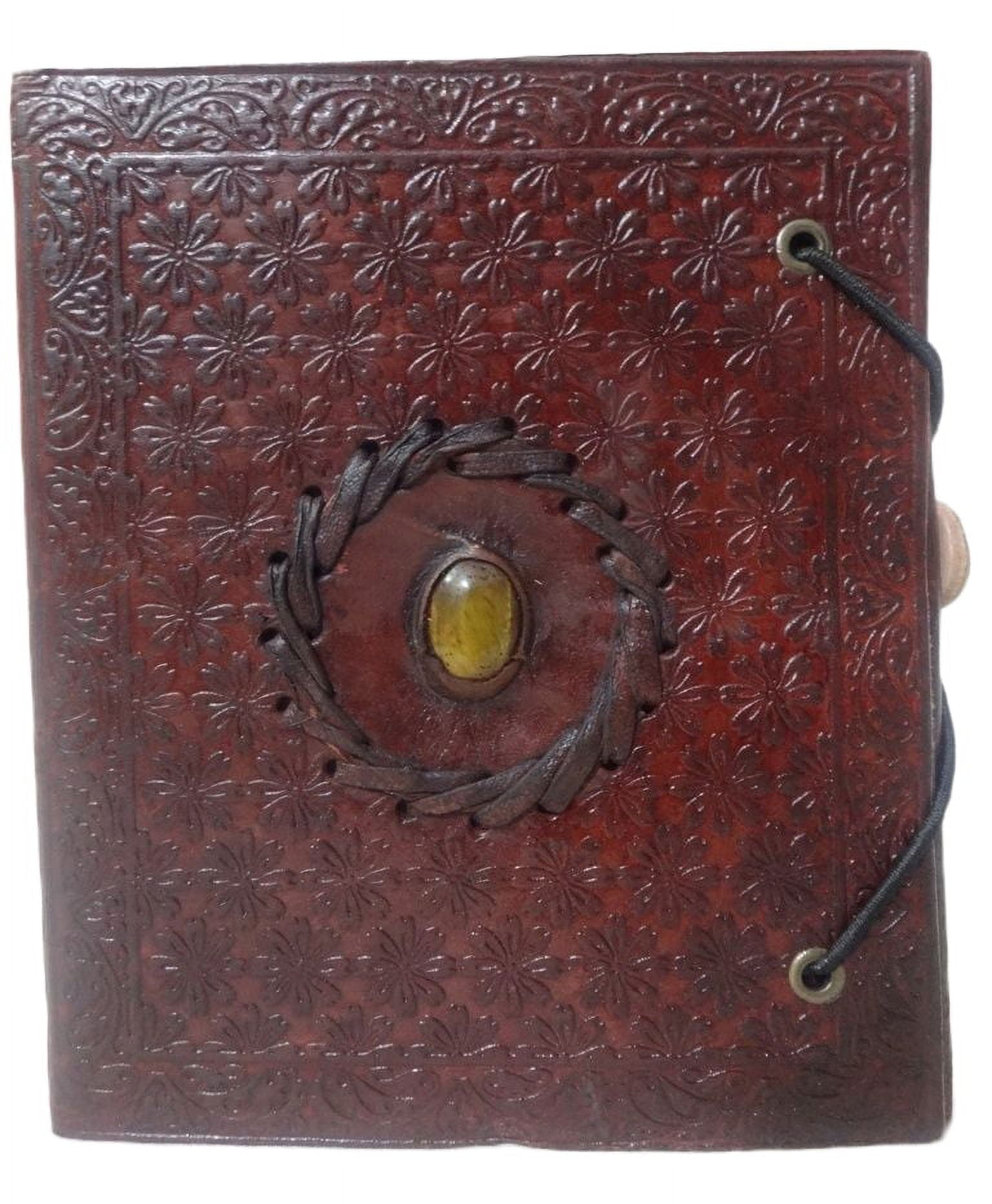Madosh, Genuine Leather Journal Stone Studded Diary Plain Pages Brown ...