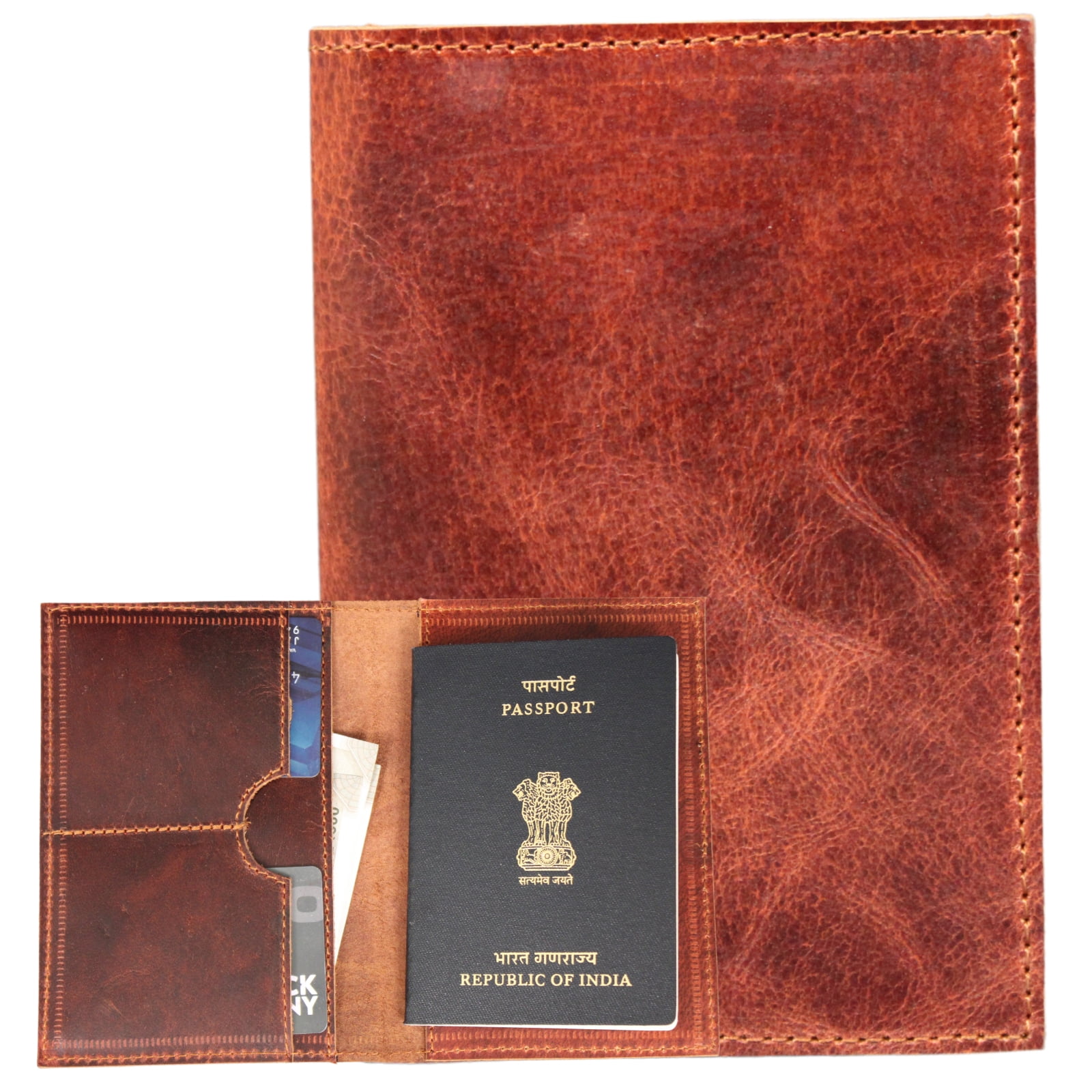 Madosh, Genuine Leather Passport Holder,Travel Wallet,Brown Passport ...