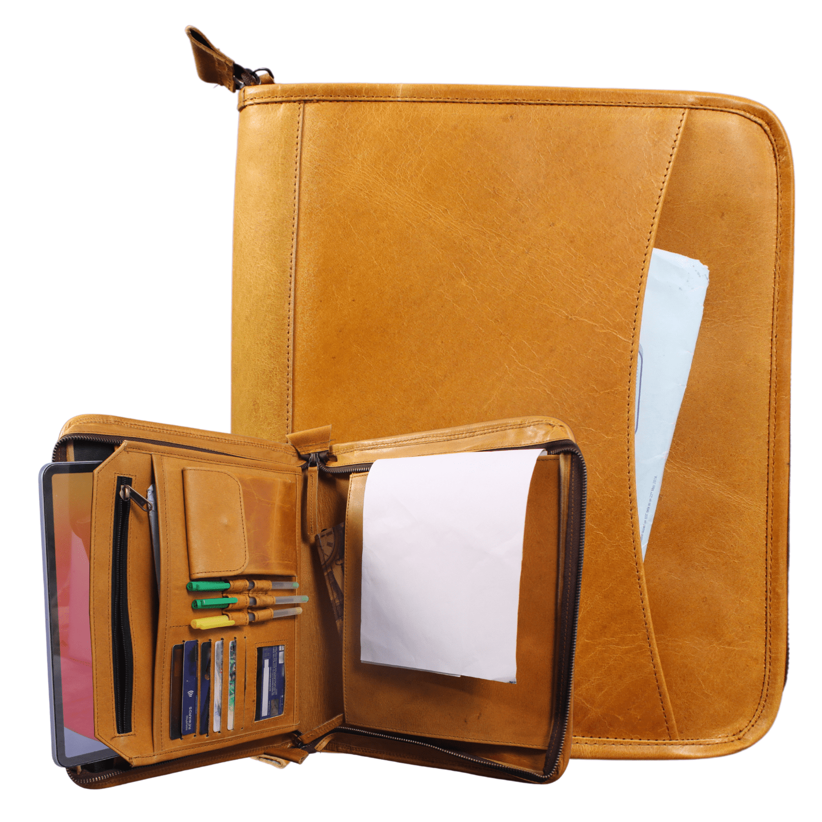 Madosh, Leather Padfolio Binder Document Organizer Office Interview ...