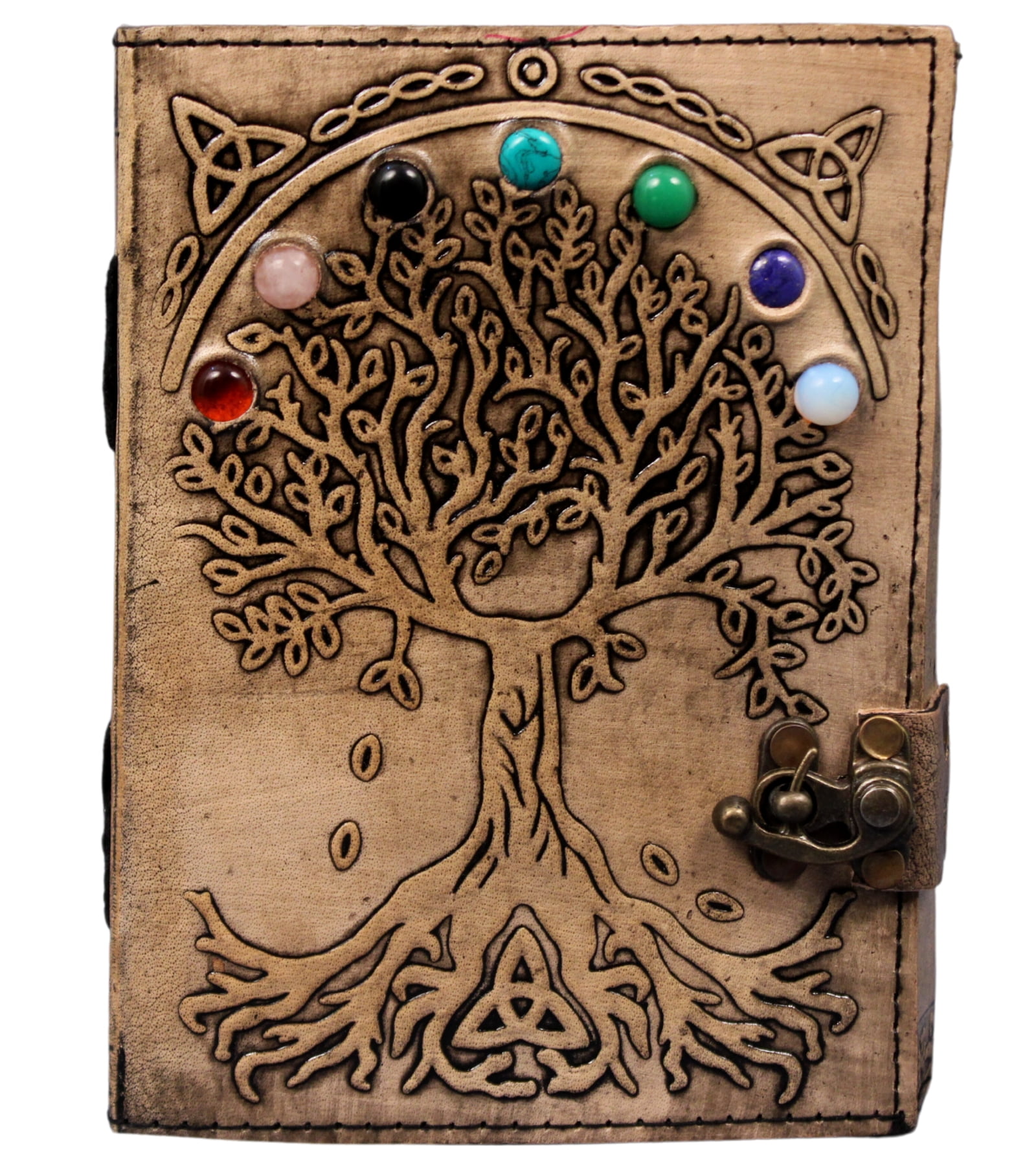 Madosh, Tree Of Life Embossed Stone Studded Grimoire Genuine Leather ...