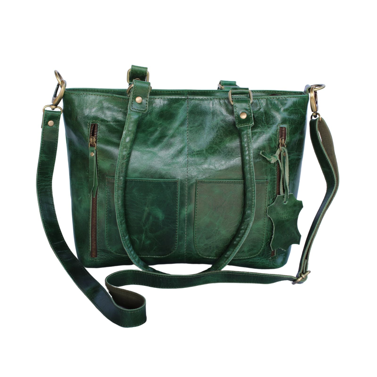 Madosh, Women's Green Work Tote Bag Real Leather Large Capacity ...