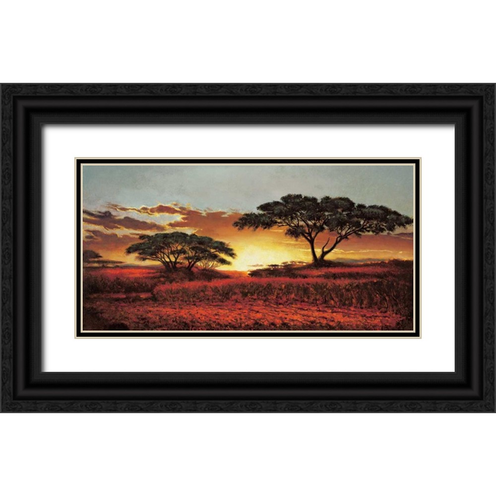 Madou 32x18 Black Ornate Wood Framed with Double Matting Museum Art ...