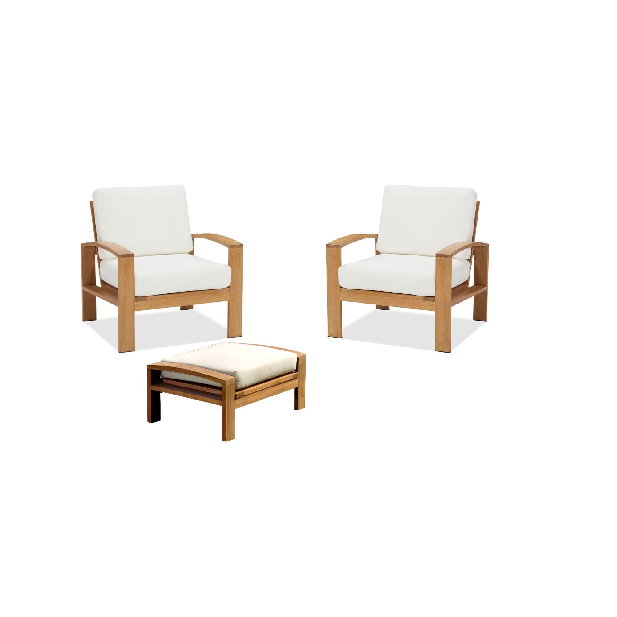 Madras 3 Pc Lounge Chair Set: 2 Lounge Chairs & Ottoman With Cushions ...