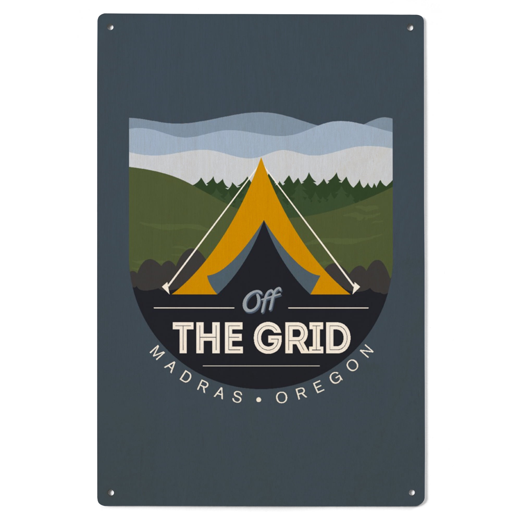 Madras, Oregon, Off the Grid (Tent), Vector Style, Rounded Hills ...