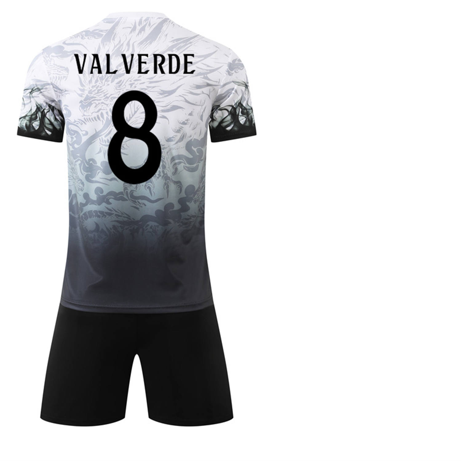 Madrid 25/26 Dragon Pattern Home Soccer Shirt with Valverde 8 Printing ...