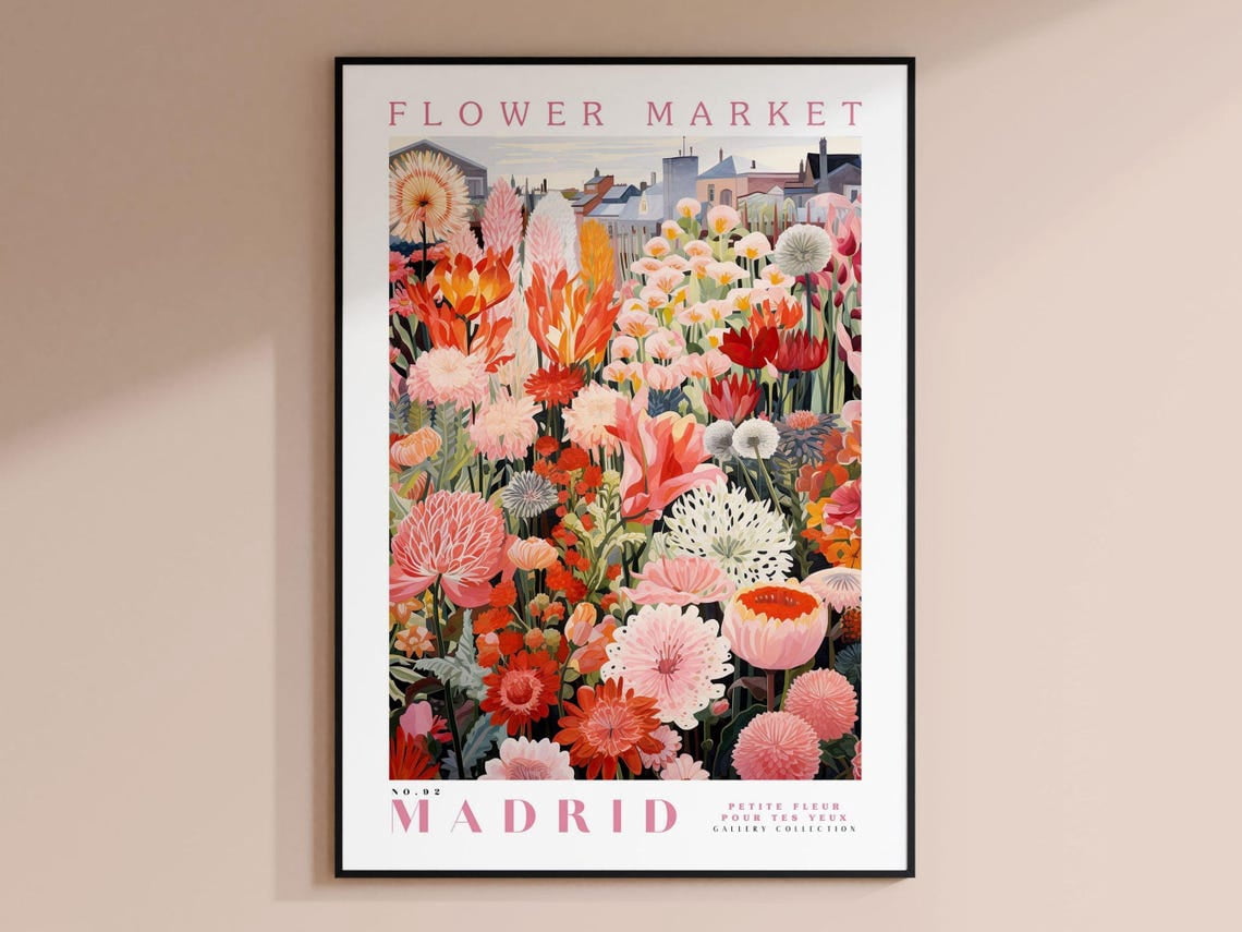 Madrid Flower Market Poster, Spain Print, Madrid Wall Art, Floral City ...