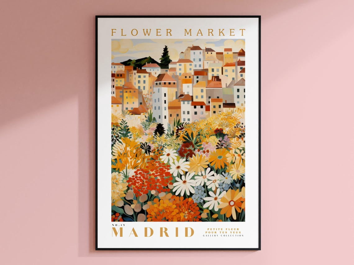 Madrid Flower Market Poster, Spain Travel Art, Trendy Wall Art ...