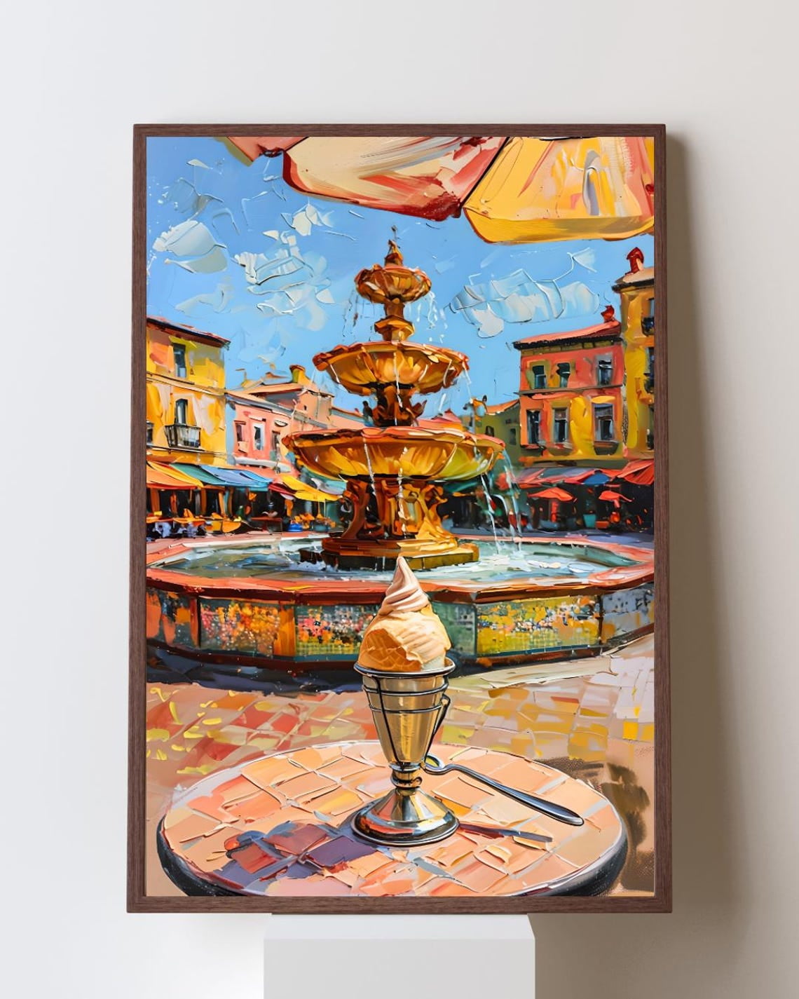 Madrid Gelato Poster: Spanish Plaza Art, Mediterranean Summer Decor ...