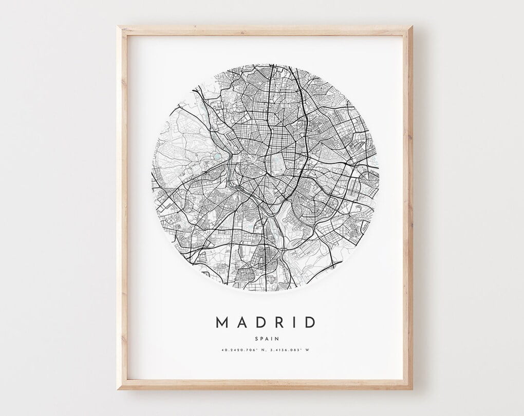 Madrid Map Print, Madrid Map Poster City Wall Art, Madrid Road Map ...