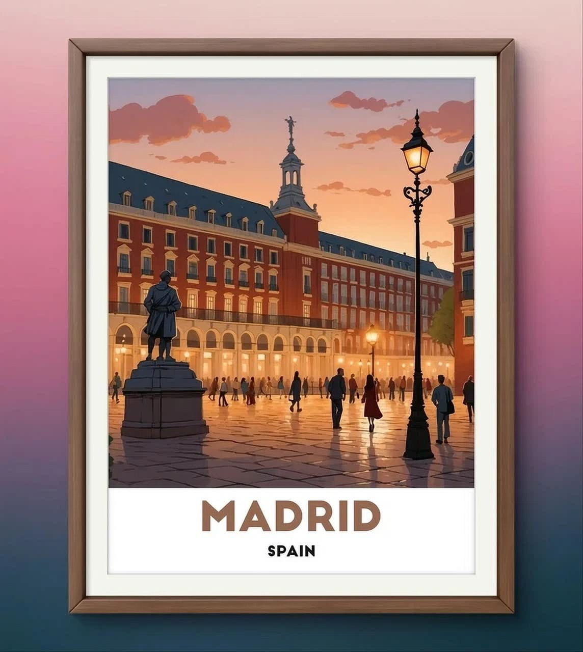 Madrid Plaza Mayor Poster, Stunning Spanish Landmark Art NO FRAMED ...