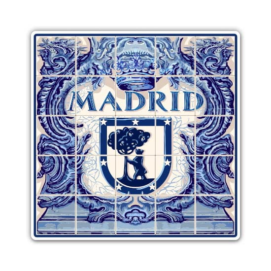 Madrid Spain Tile Design - 12" Vinyl Sticker Waterproof Decal - Walmart.com