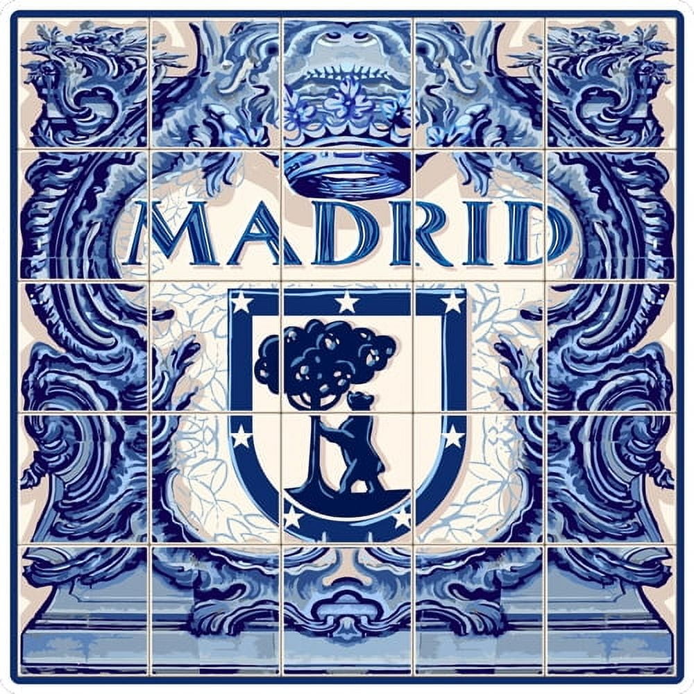 Madrid Spain Tile Design - 5" Magnet for Car Locker Refrigerator ...