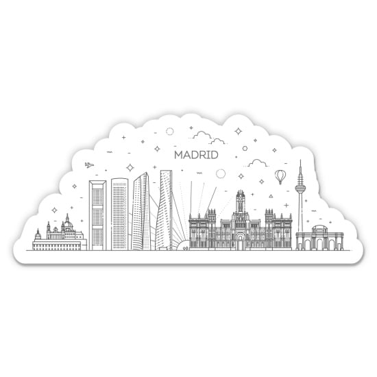 Madrid Spain Travel - 3" Vinyl Sticker - For Car Laptop Water Bottle ...