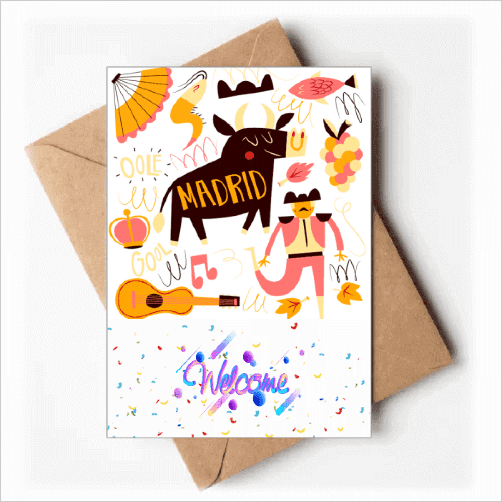 Madrid Spanish Bullfight Music Fiesta Welcome Back Greeting Cards ...