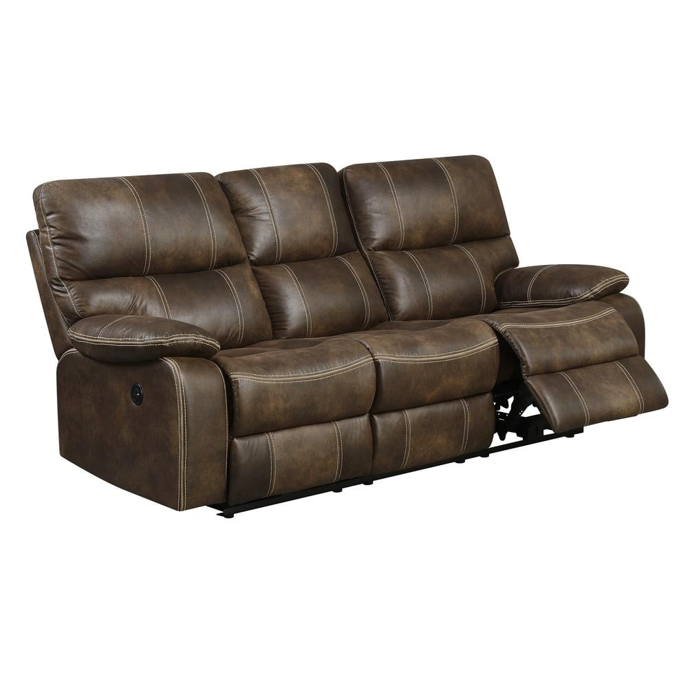 Madrona Burke 86" Power Reclining Sofa with Dual Recliners, Microsuede ...