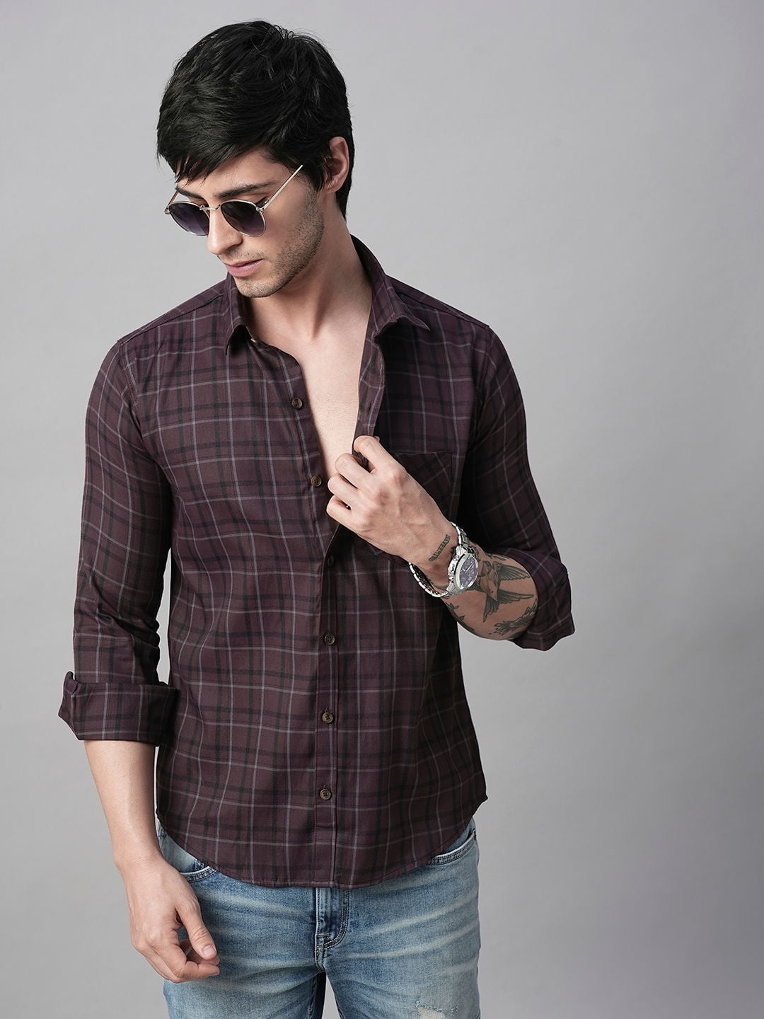 TryBuy Mady Checked Men's Shirt, Full Sleeves Regular Fit Casual Shirts ...