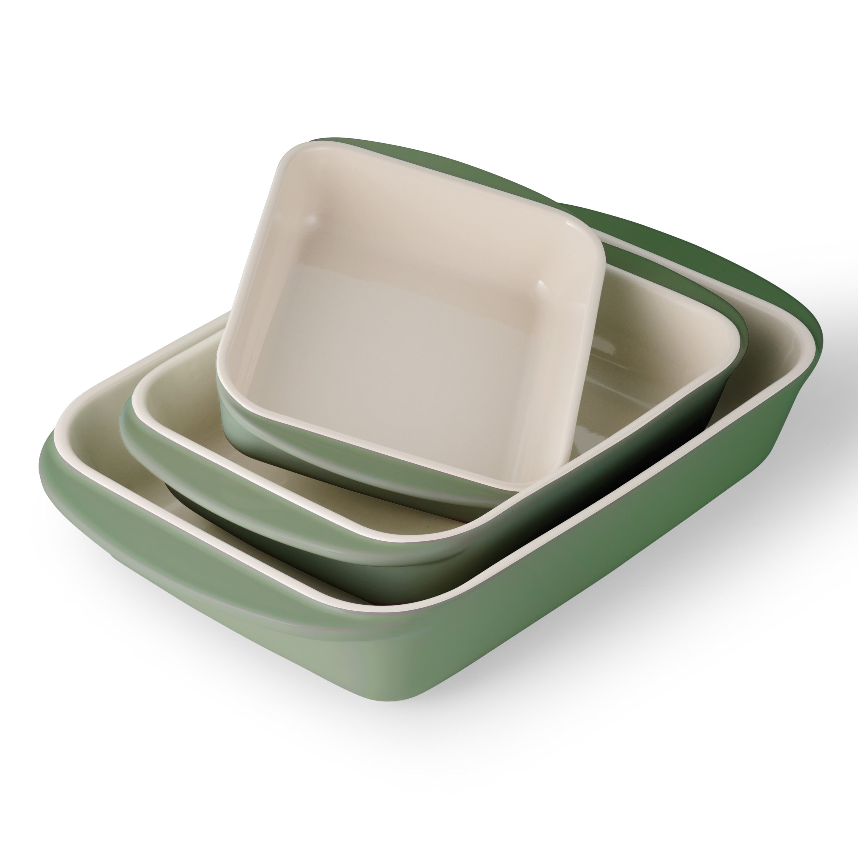 Tramontina Mae 3-Piece Ceramic Porcelain Baking Pans Set, Cactus, Non ...