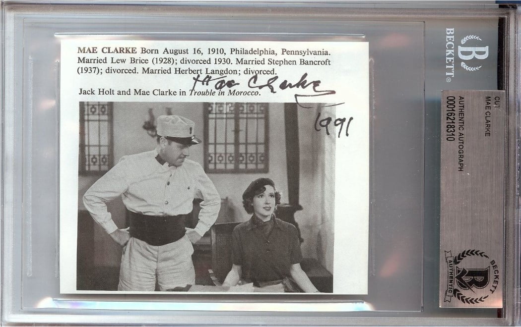 Mae Clarke Signed Autograph Cut Signature Trouble in Morocco BAS ...