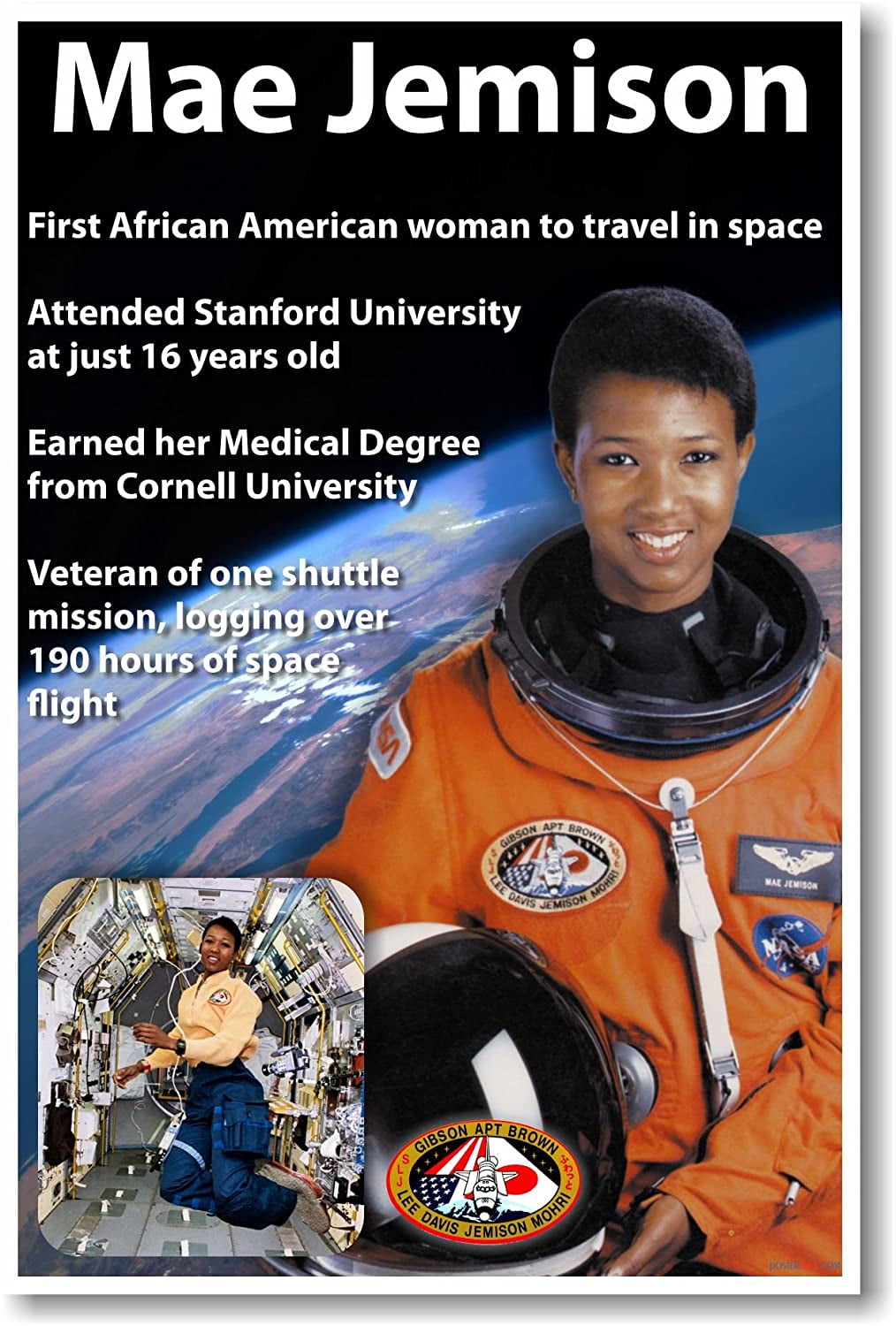 Mae Jemison - NEW African American NASA Astronaut Space Poster ...
