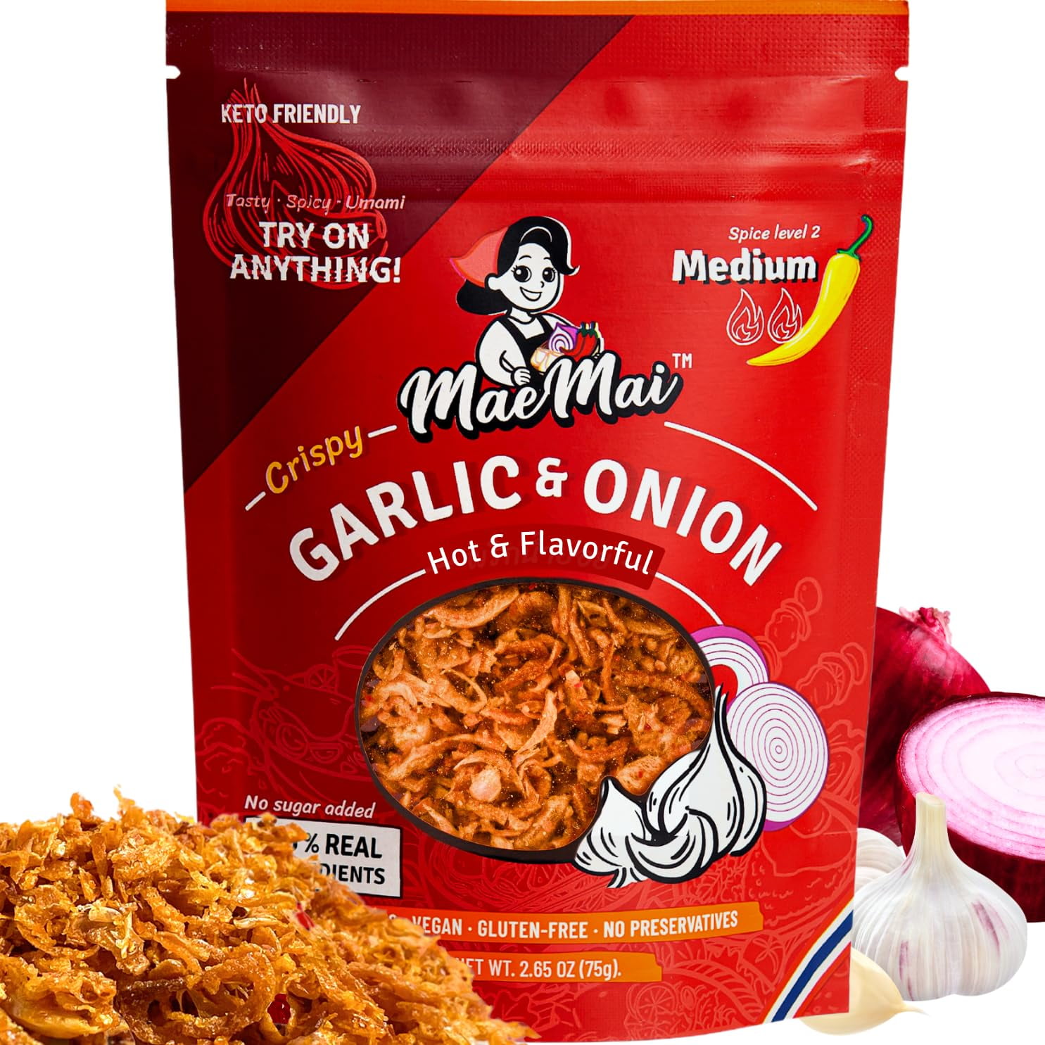 MaeMai Medium Spice (SPICY) KEF28 - Crispy Onions & Garlic Flakes ...