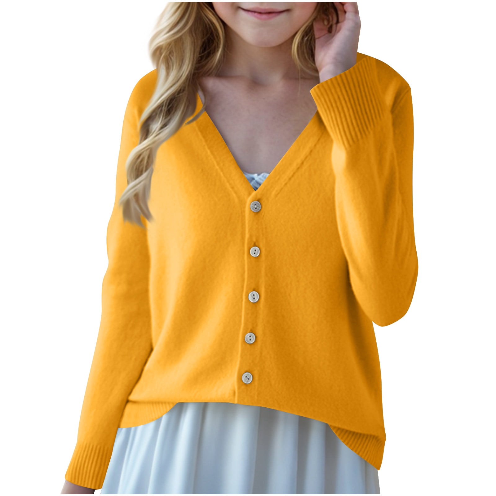 Maean Kids Girls Cardigan Sweaters Lightweight Long Sleeve School ...