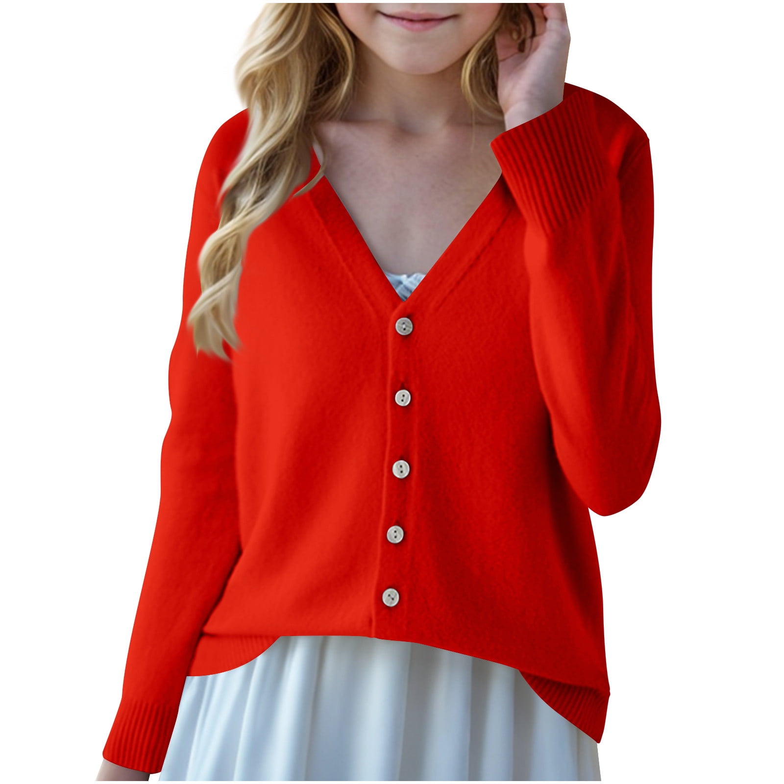 Maean Kids Girls Cardigan Sweaters Lightweight Long Sleeve School ...