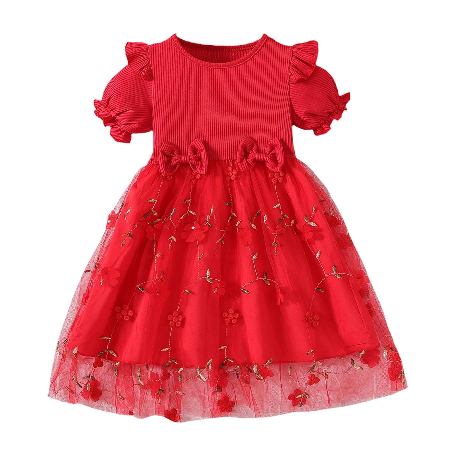 Maean Little Girls Princess Dress Ruffle Sleeveless Cute Mesh Summer Dresses for Kids Girl 3-8 ...